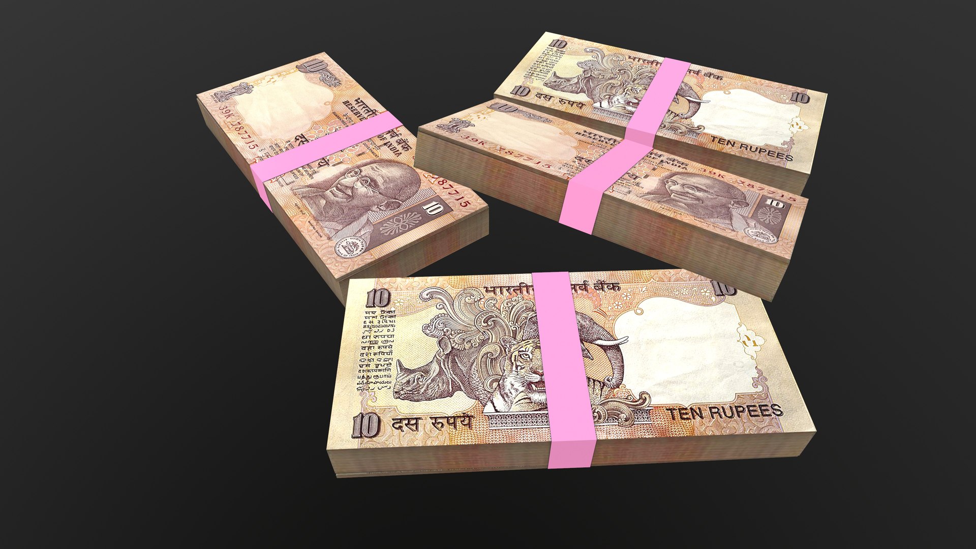 3D Indian 10 Note Currency Bundle AR VR PBR - TurboSquid 2007217