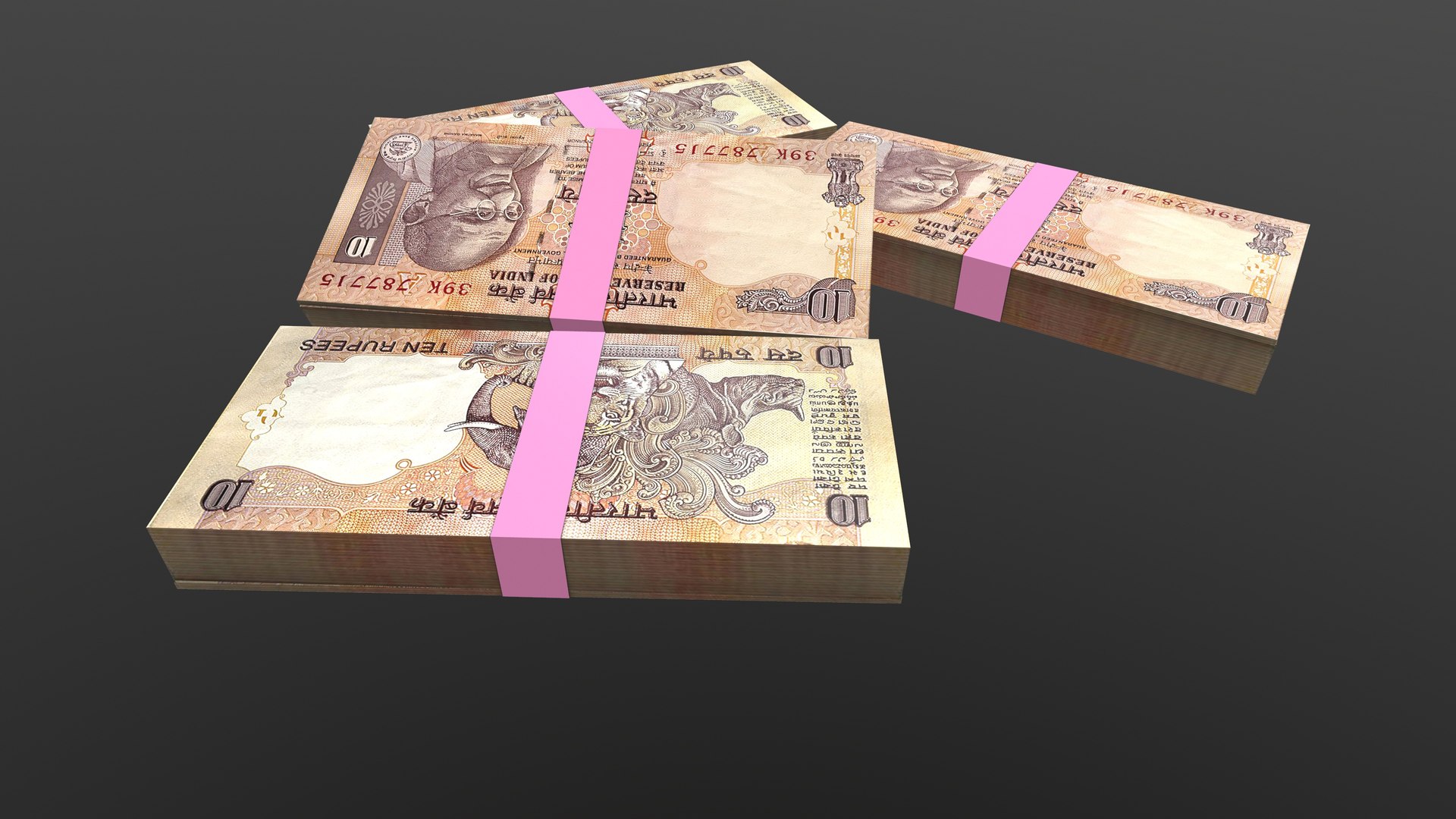 3D Indian 10 Note Currency Bundle AR VR PBR - TurboSquid 2007217