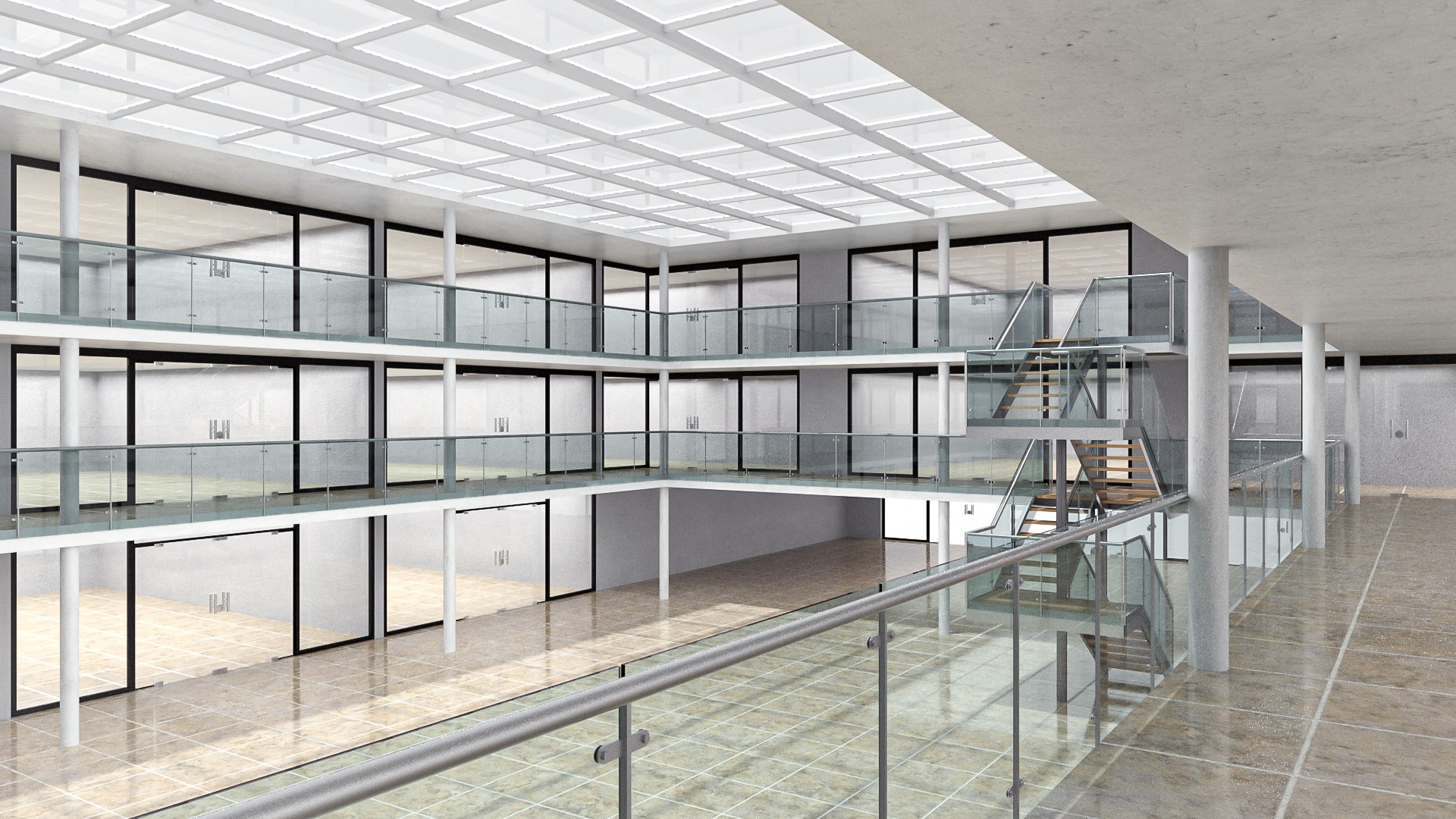 3D Offices And Commercial Hall Model - TurboSquid 1816099