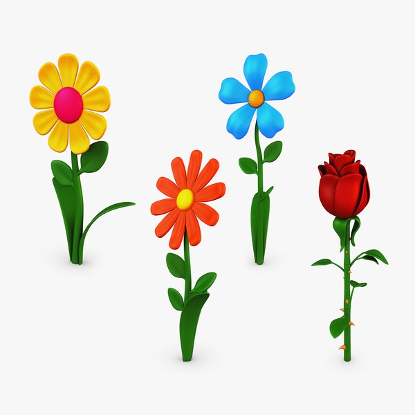 3d model of cartoon flower
