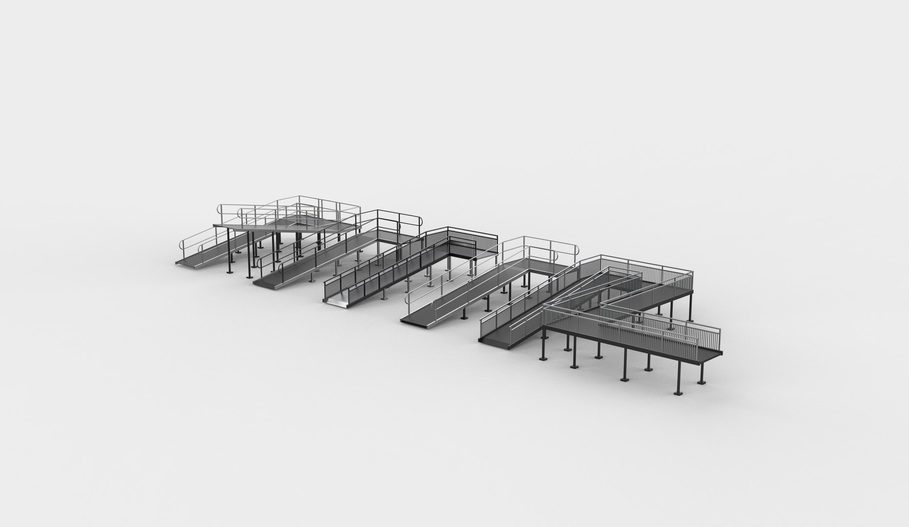 Wheelchair Ramp Set 3D Model 3D Model - TurboSquid 2526473