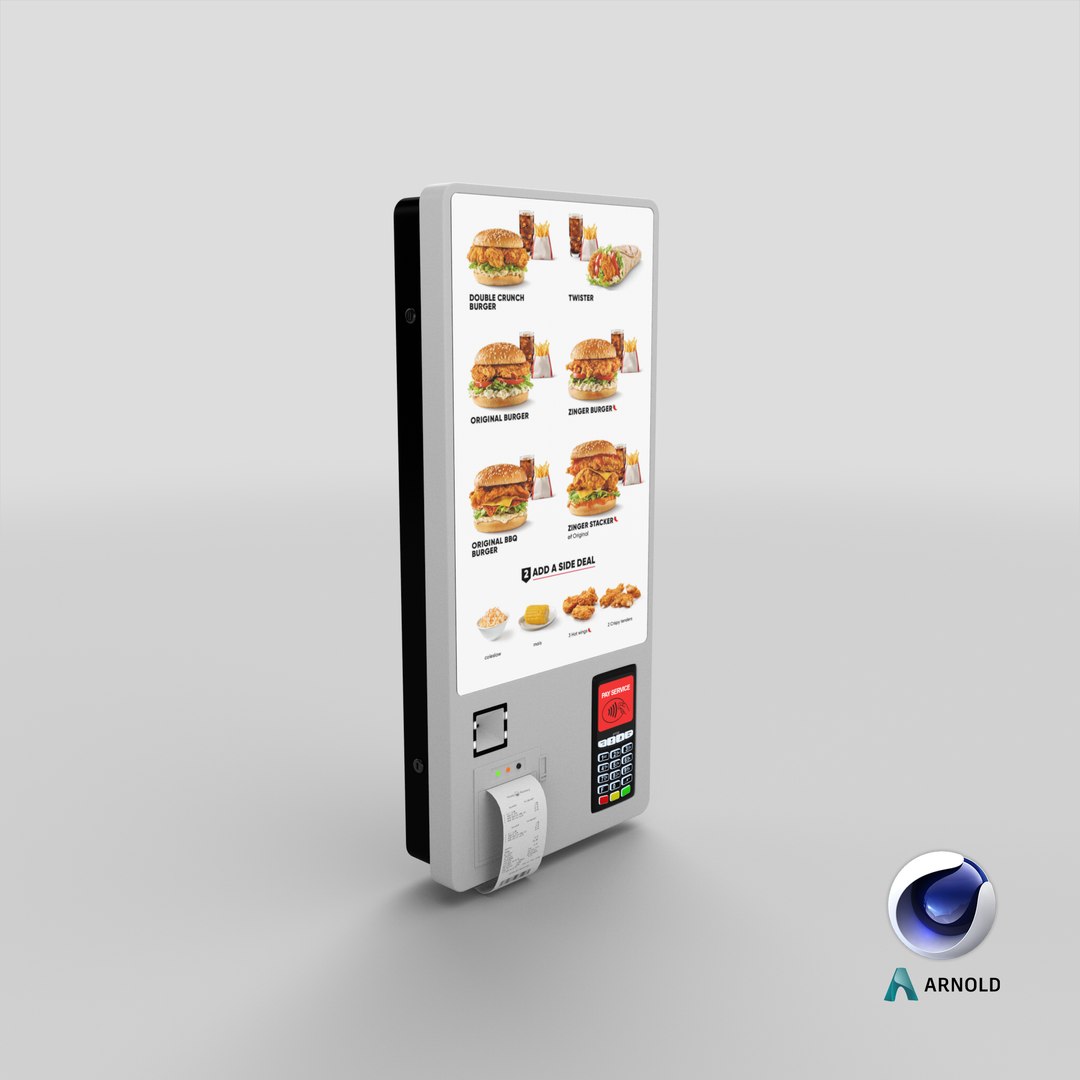 3D Fast Food Self Ordering Kiosk Wall Mounted - TurboSquid 1736778
