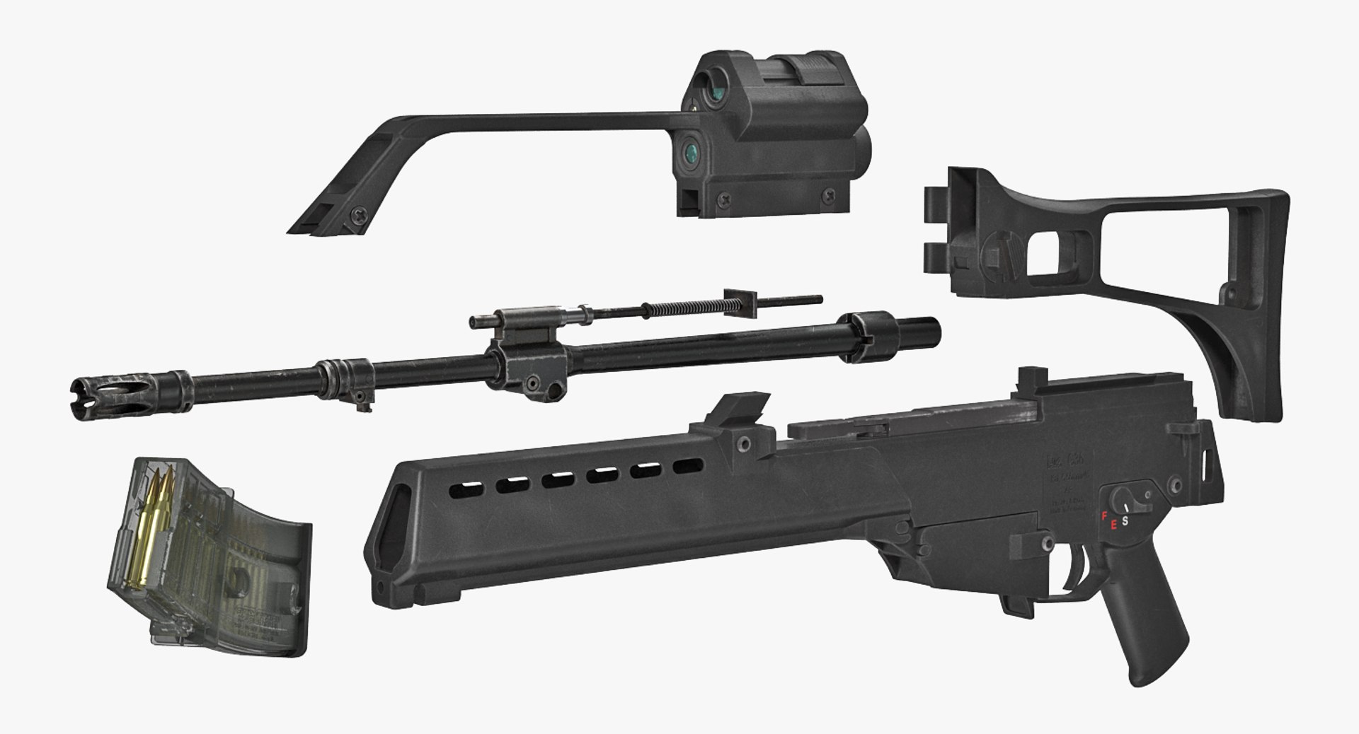 3d model assault rifle hk g36
