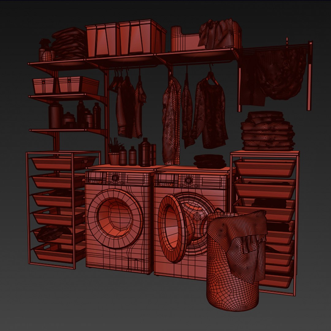 3D Model Washing Machine Laundry Set - TurboSquid 1601032