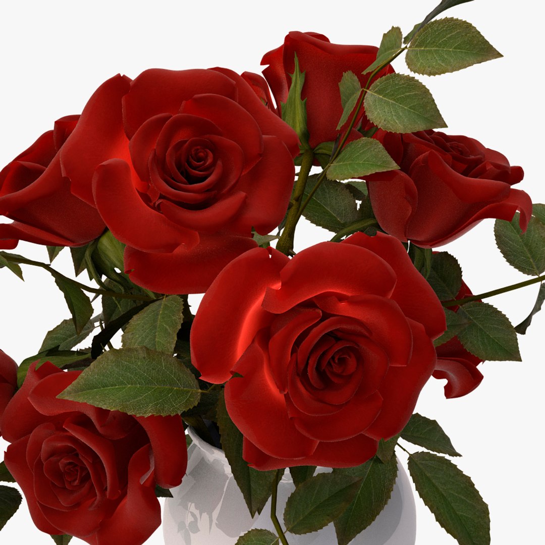 3d model roses red bouquet