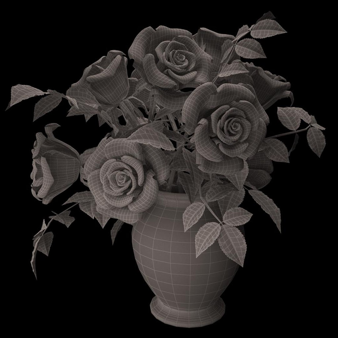 3d model roses red bouquet