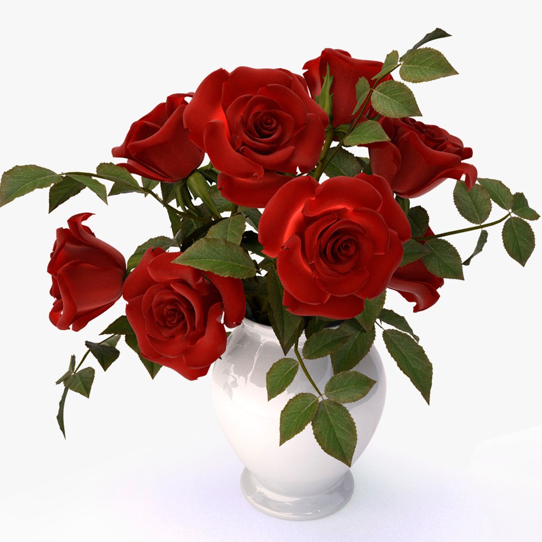 3d model roses red bouquet