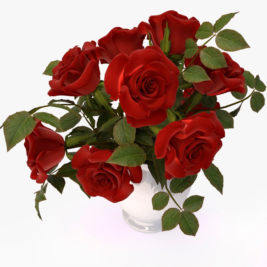 3d model roses red bouquet