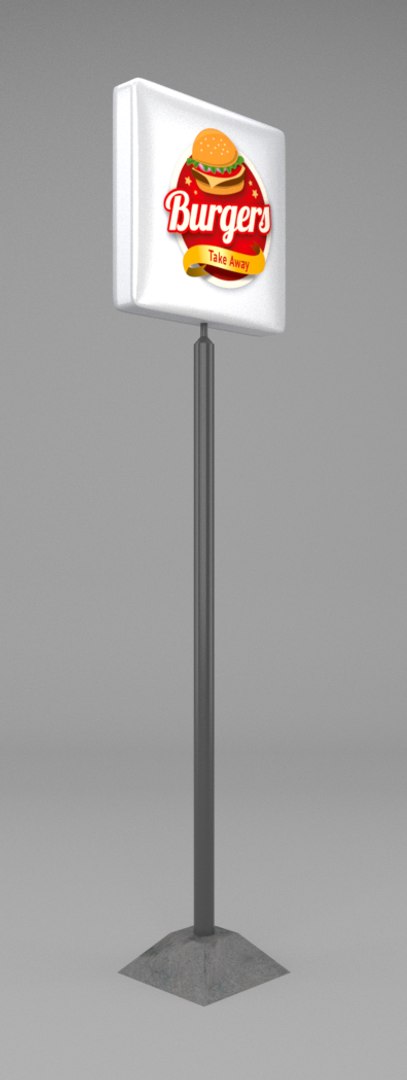 3d street burger signboard