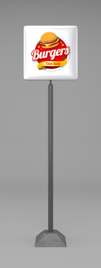 3d street burger signboard