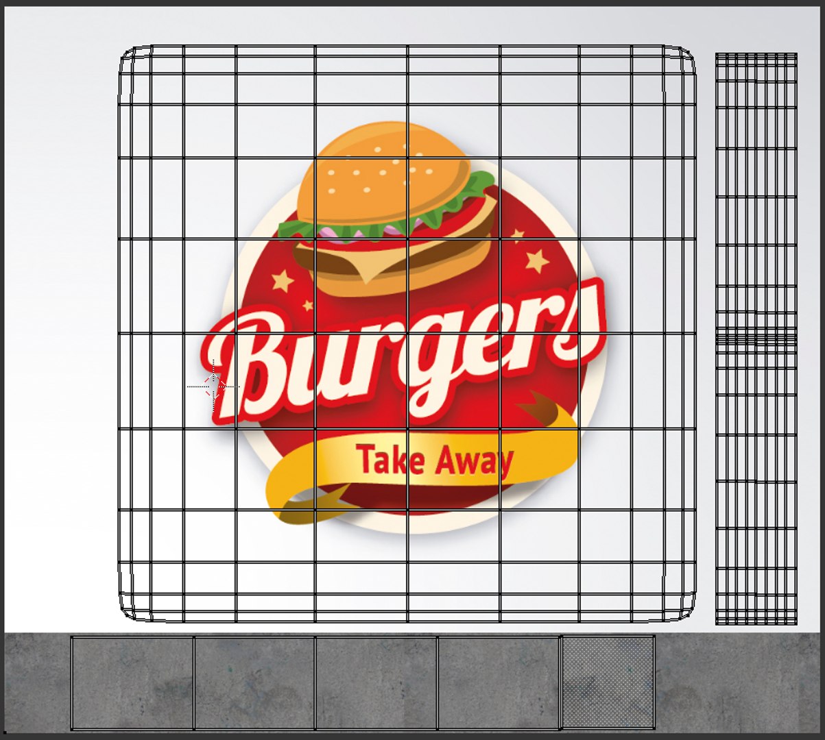 3d street burger signboard