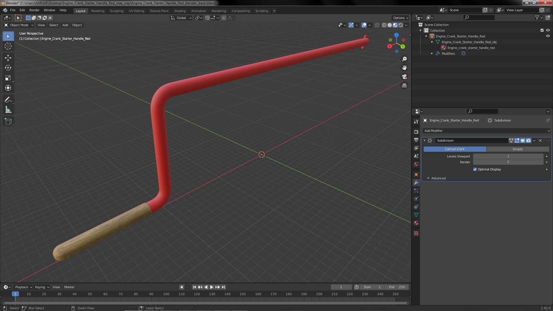 3D Engine Crank Starter Handle Red - TurboSquid 1912213