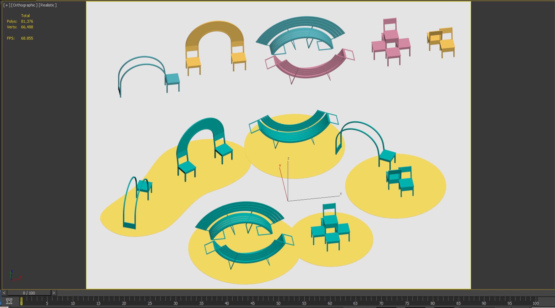 Modern Public Chair Art Chair Combination U-shaped Chair Outdoor Chair ...