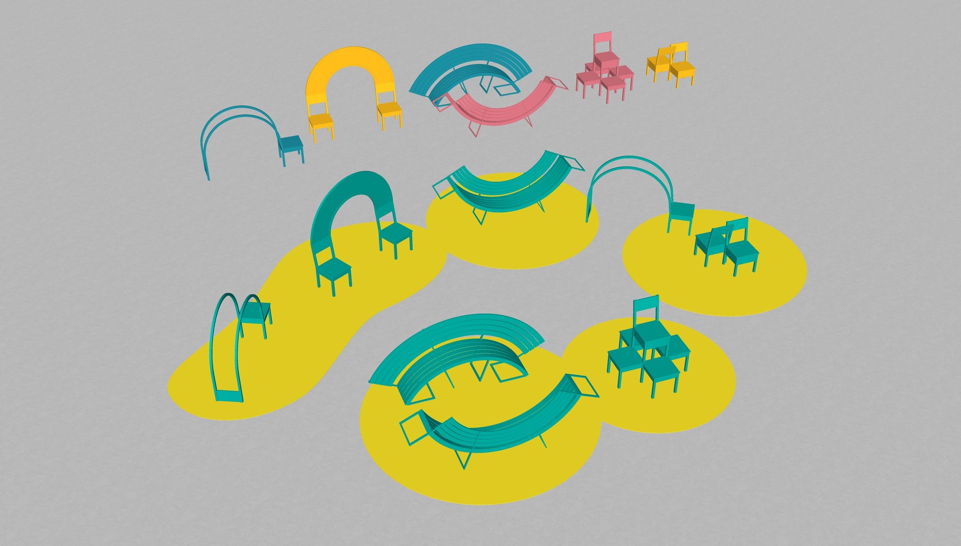 Modern Public Chair Art Chair Combination U-shaped Chair Outdoor Chair ...