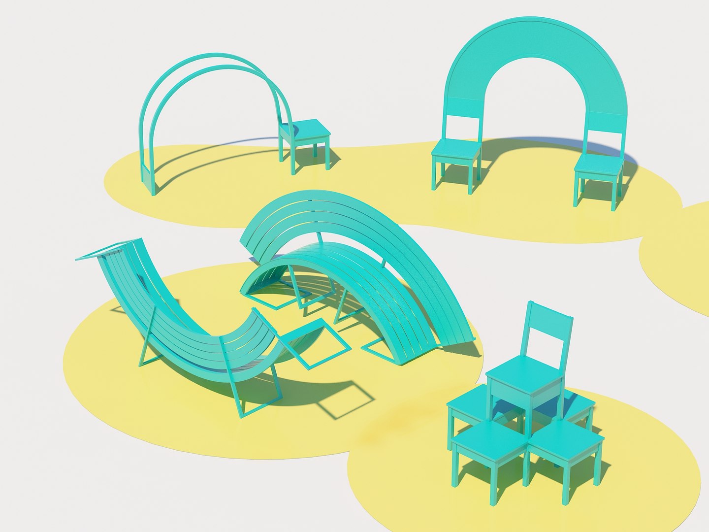 Modern Public Chair Art Chair Combination U-shaped Chair Outdoor Chair ...