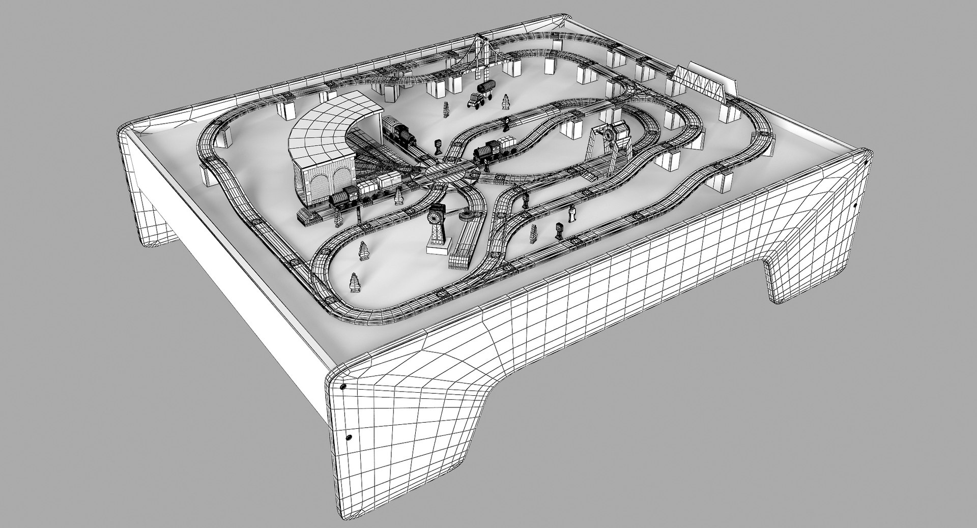 Wooden Railway Table 3D Model - TurboSquid 1246076