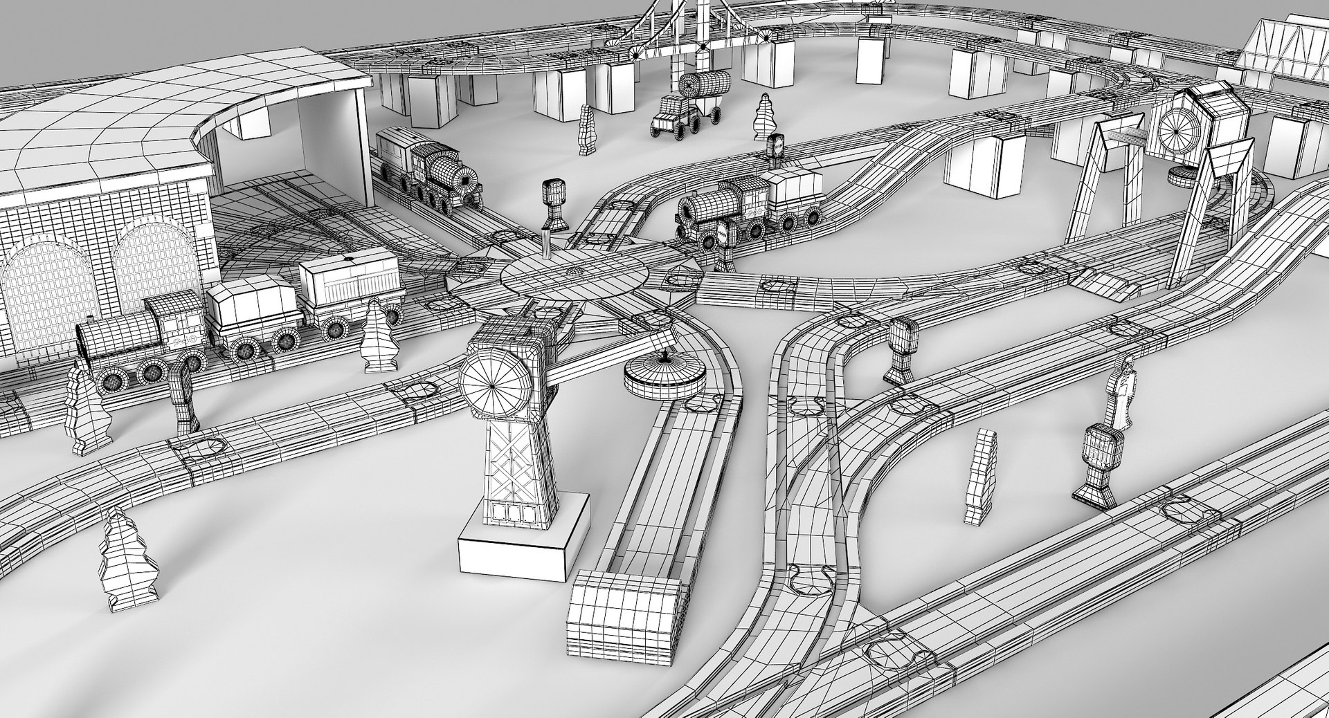 Wooden Railway Table 3D Model - TurboSquid 1246076