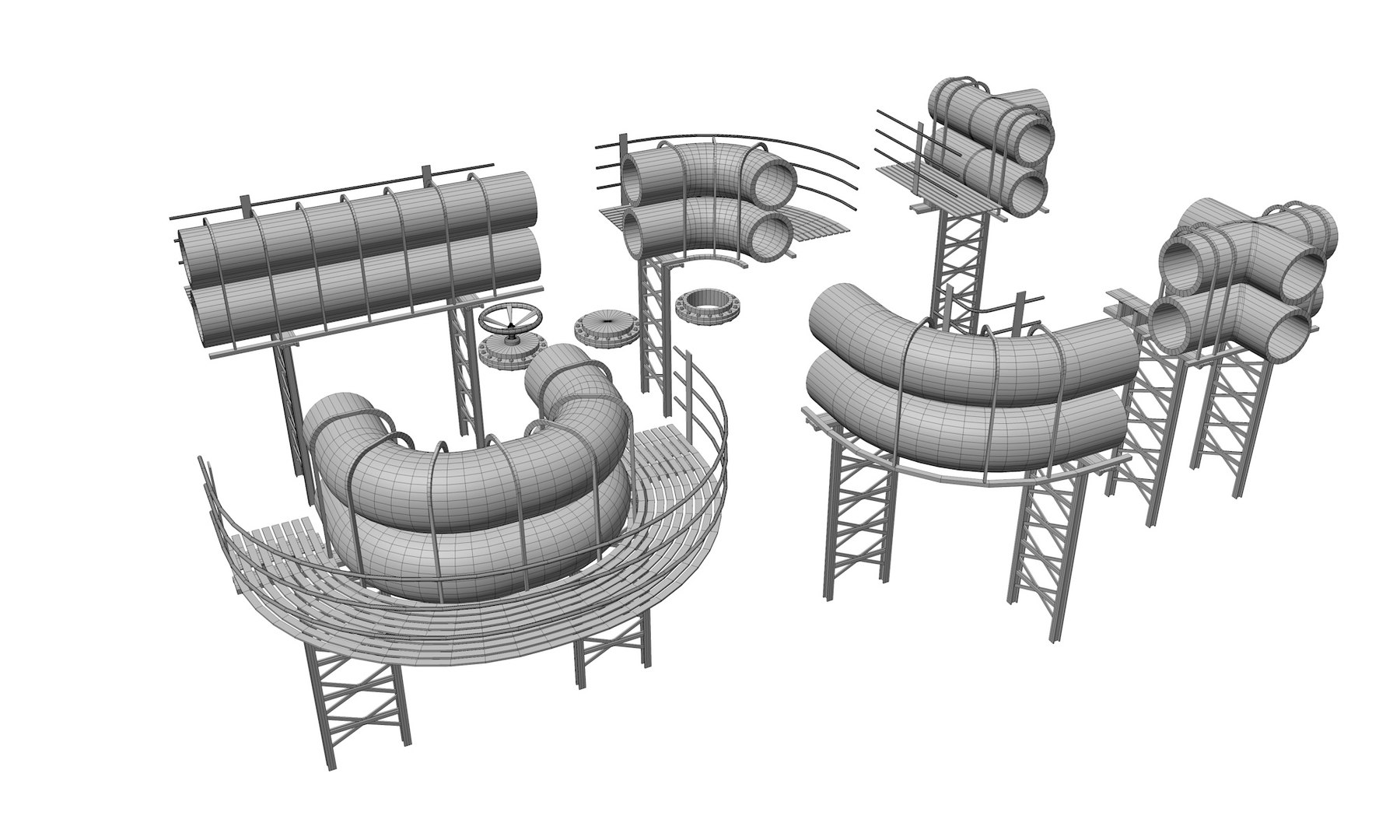 3D Industrial Pipe Set Model - TurboSquid 1862631
