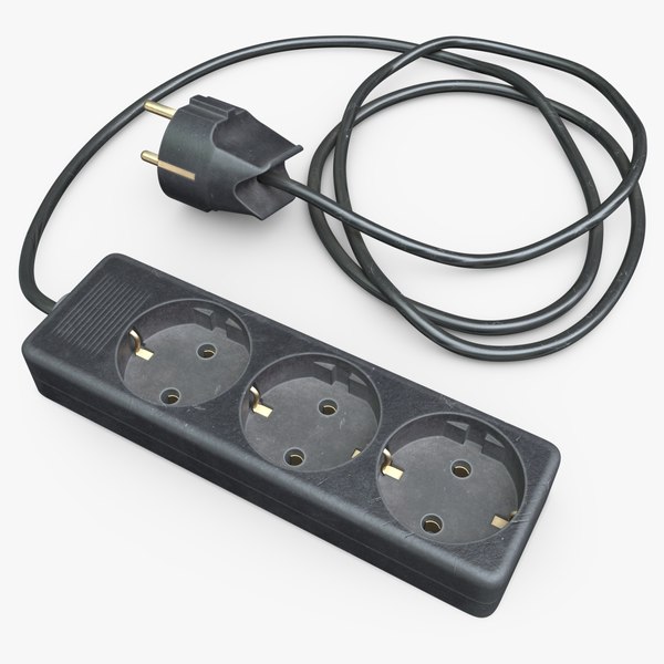 3d model electrical extension cord europe