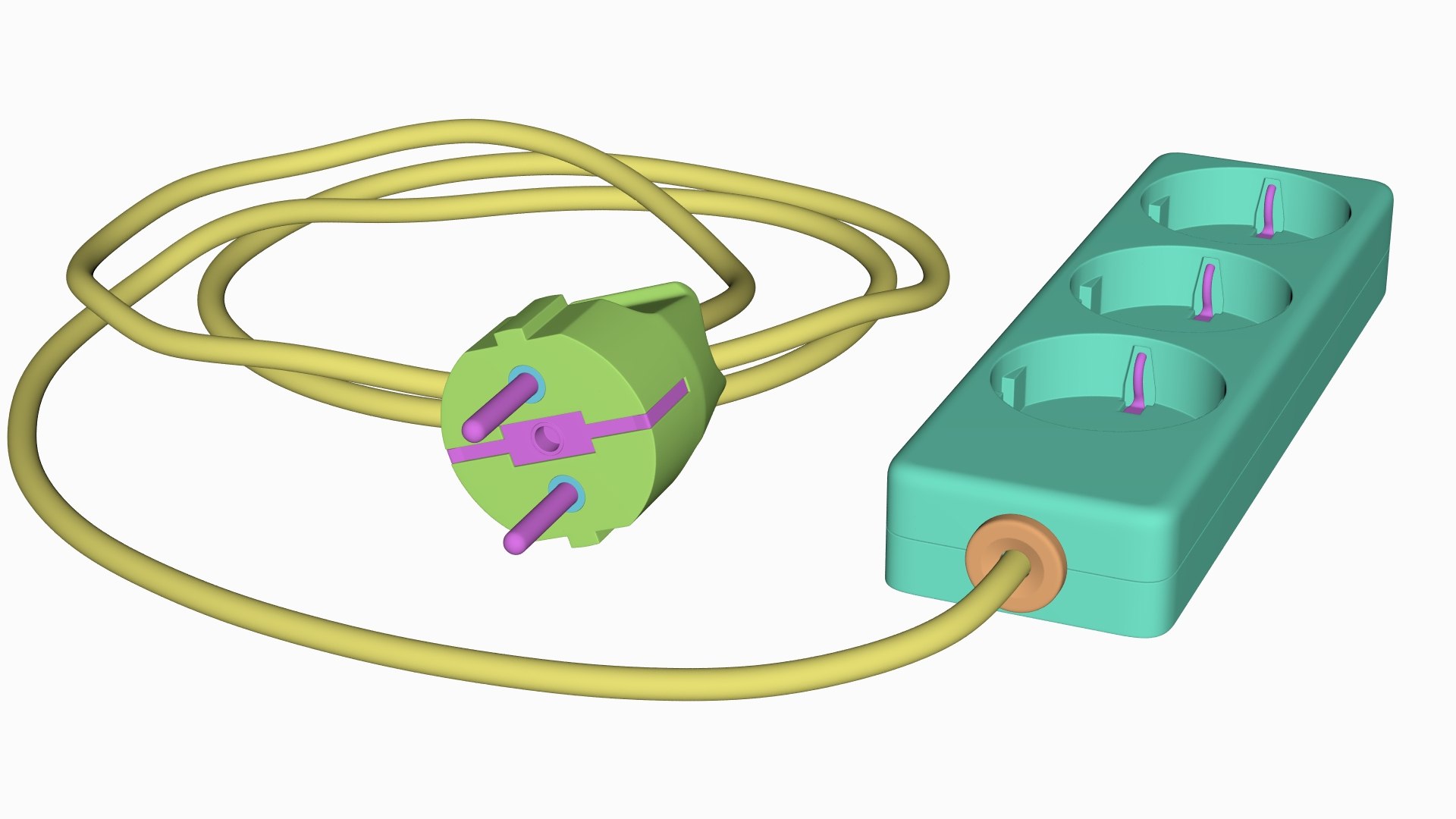 3d Model Electrical Extension Cord Europe