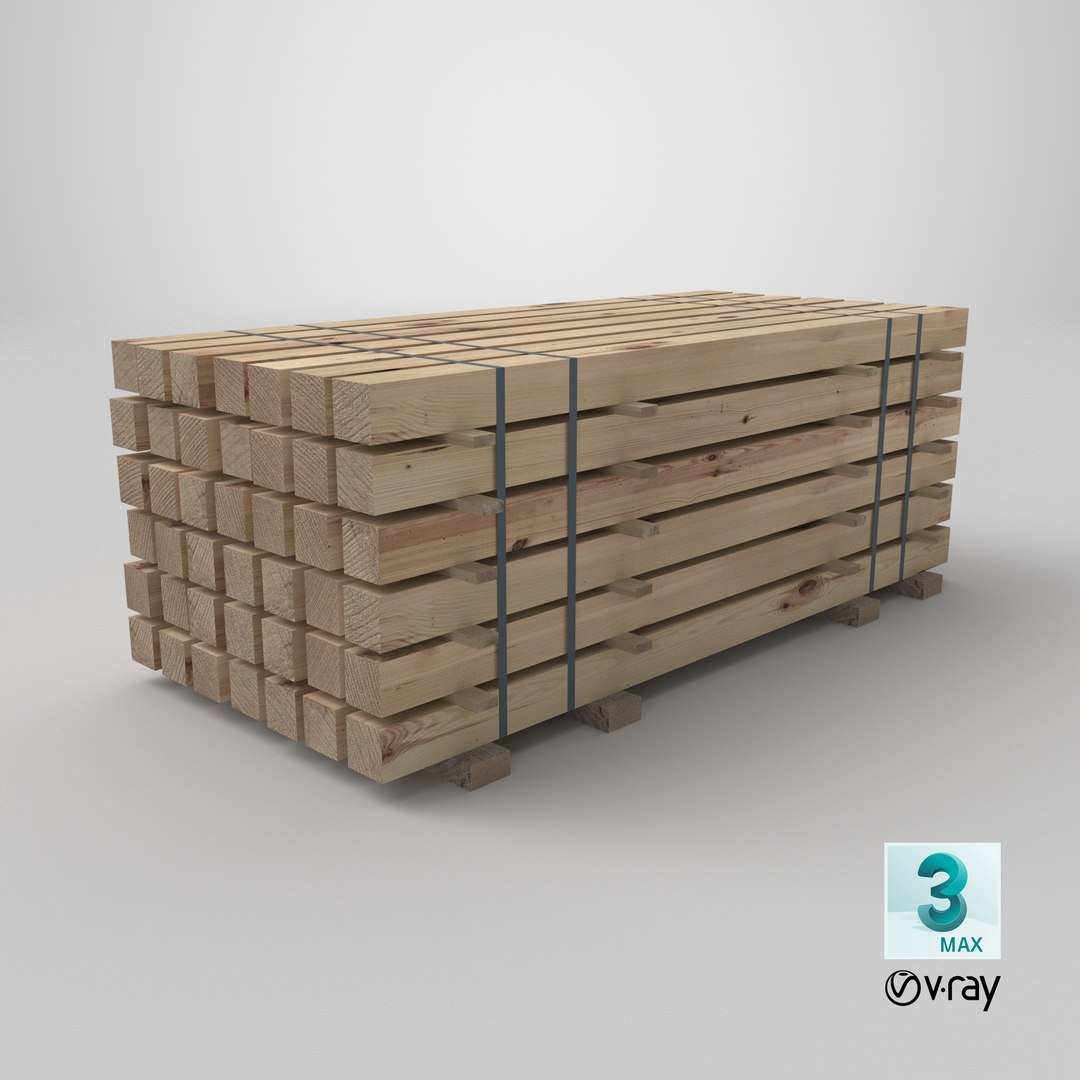 3D Stack Of Wooden Beams PBR Model - TurboSquid 2184424