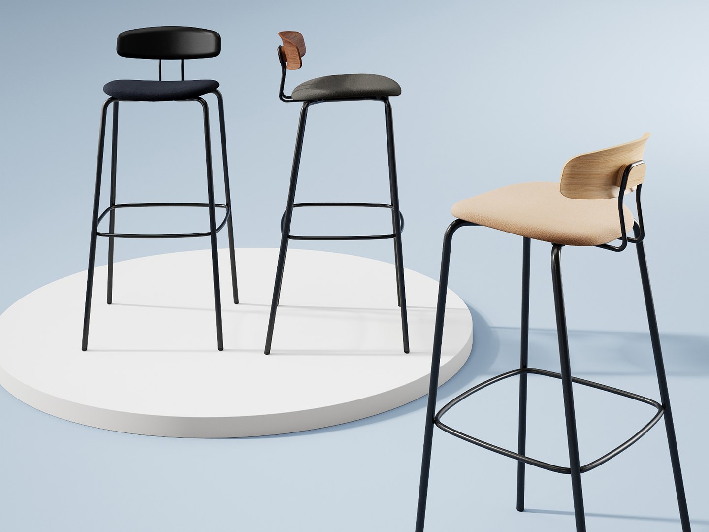 Okito Ply Bar Chair With Upholstered Seat 3D Model - TurboSquid 2182937