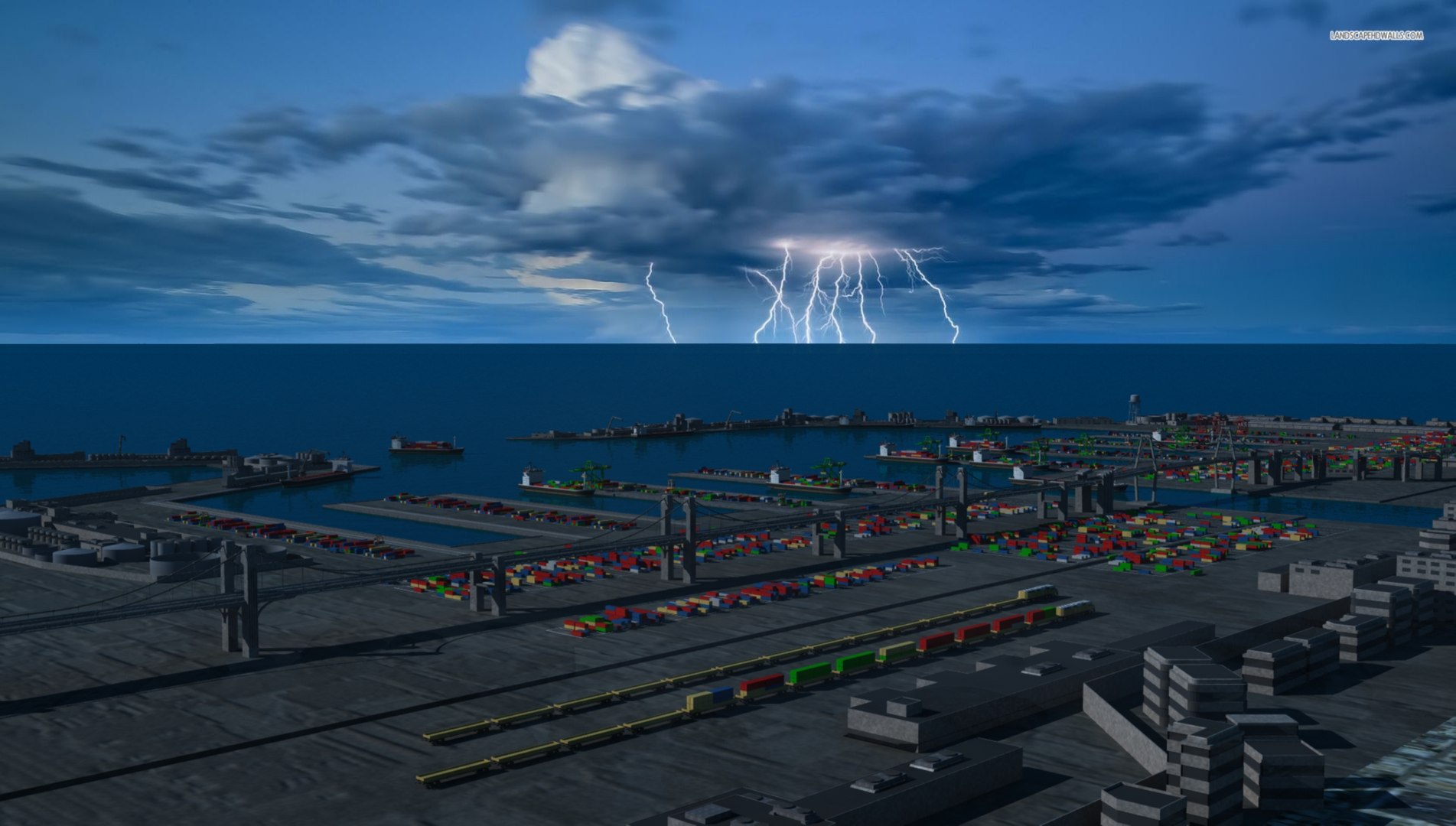 3d Shipping Port Model