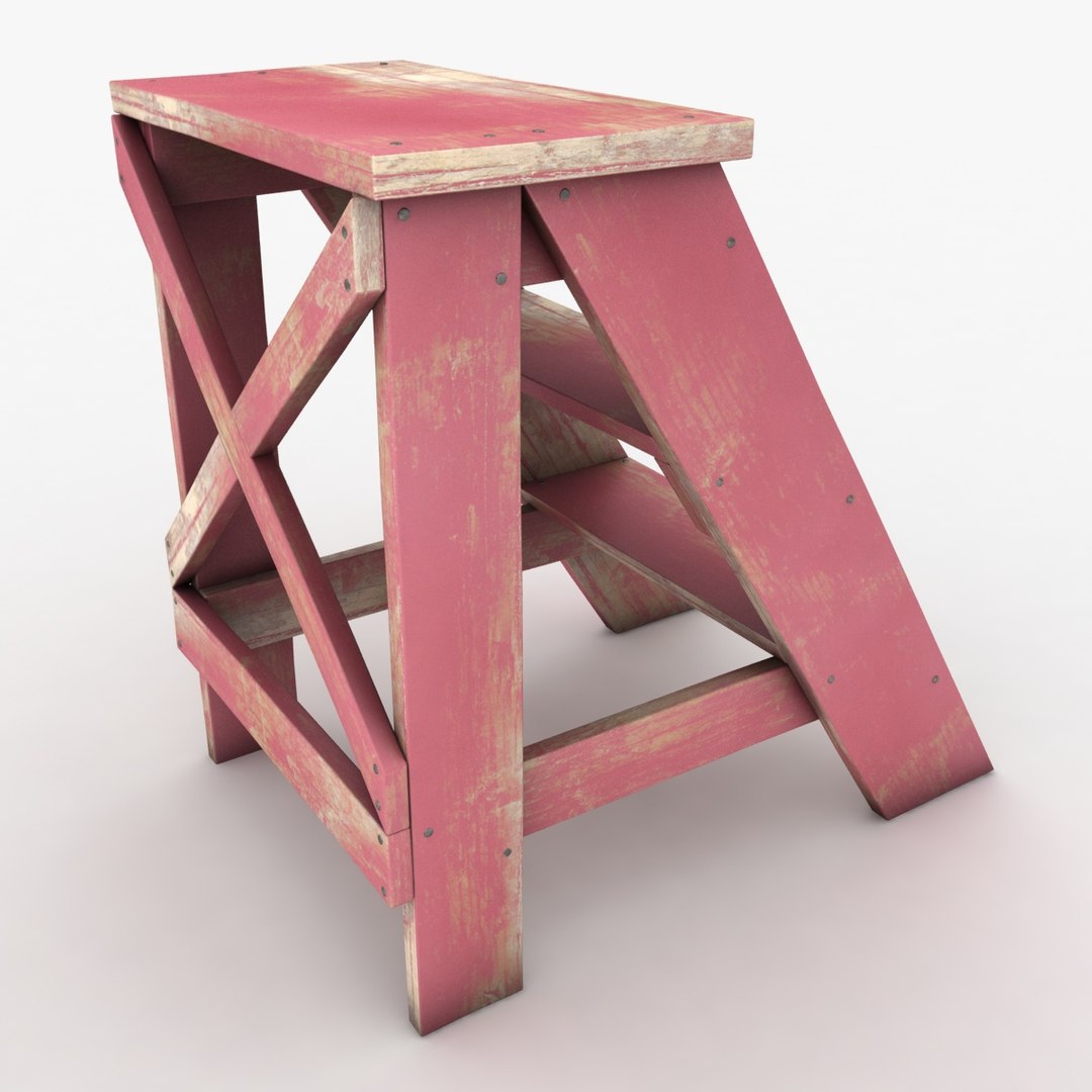 realistic antique ladder pink 3d 3ds