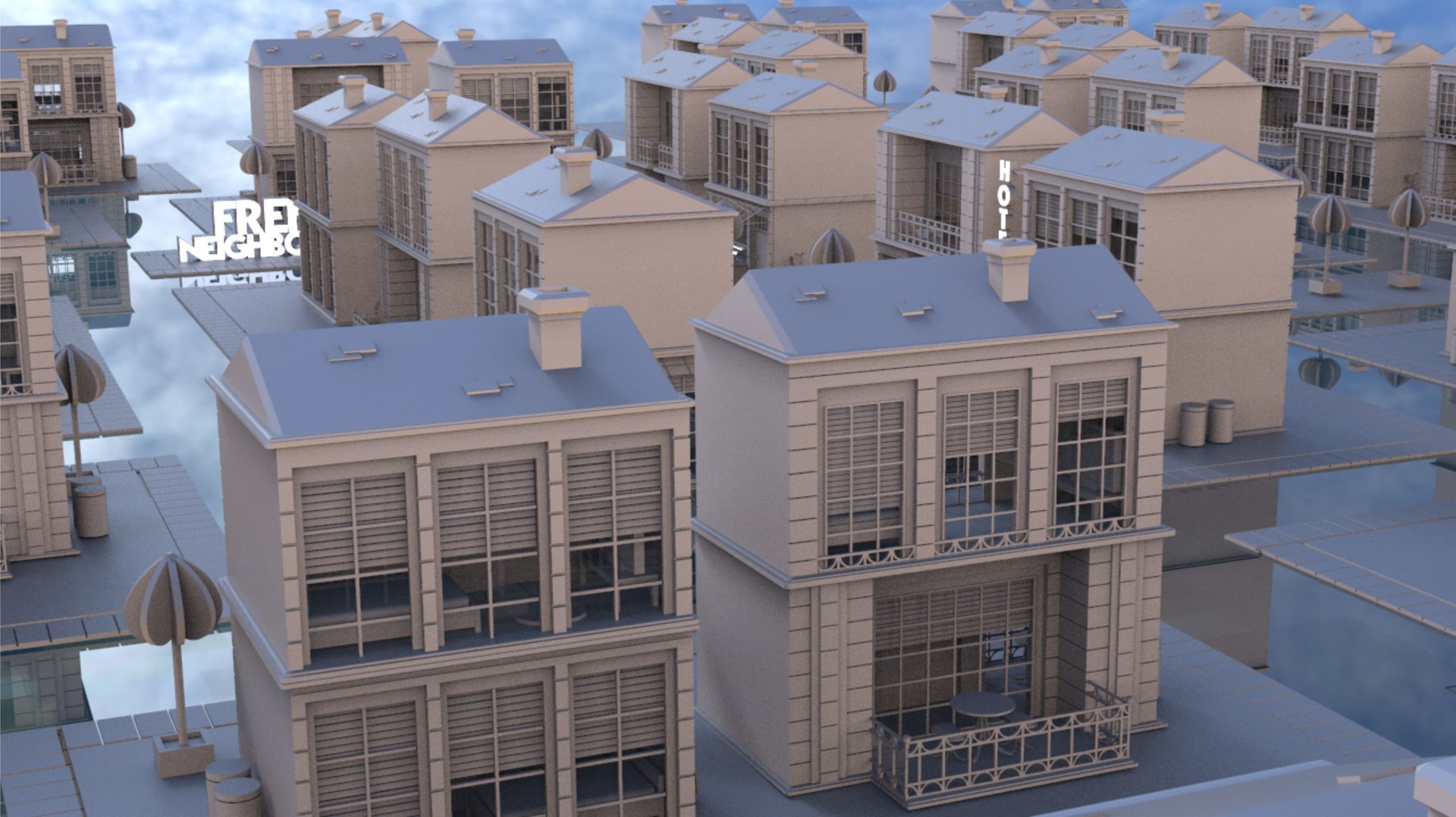 3D French Neighborhood - TurboSquid 2016620