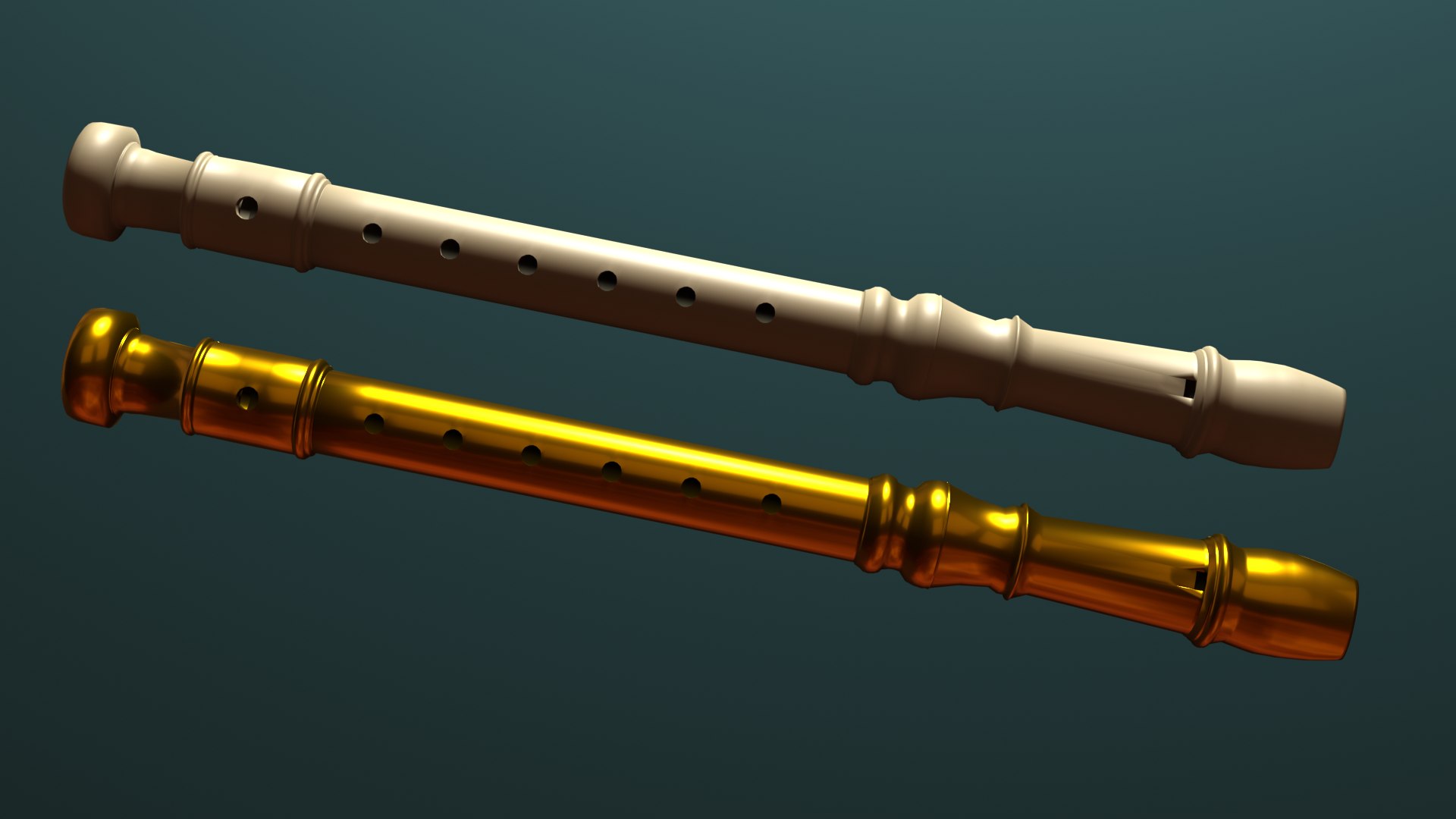 Golden recorder musical instrument 3D model - TurboSquid 1545377