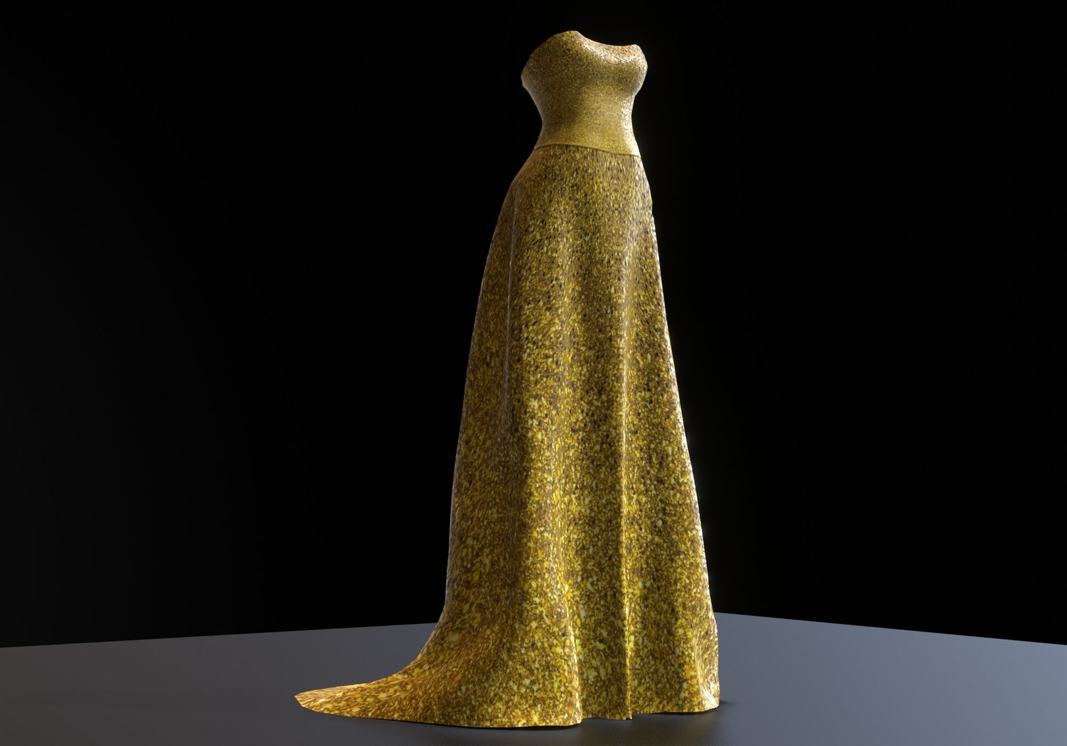 Golden Glittery Dress 3D - TurboSquid 1887634