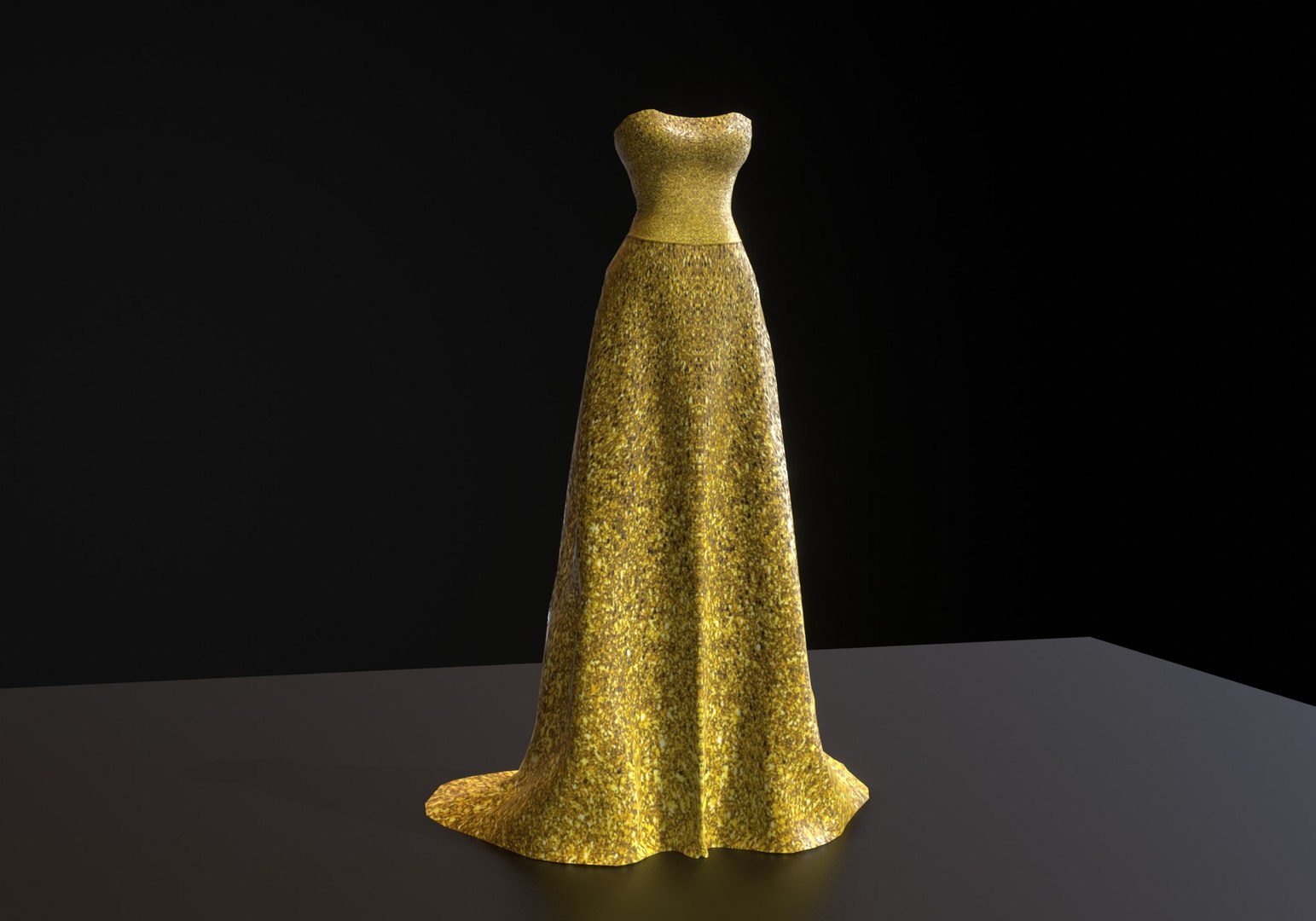Golden Glittery Dress 3D - TurboSquid 1887634