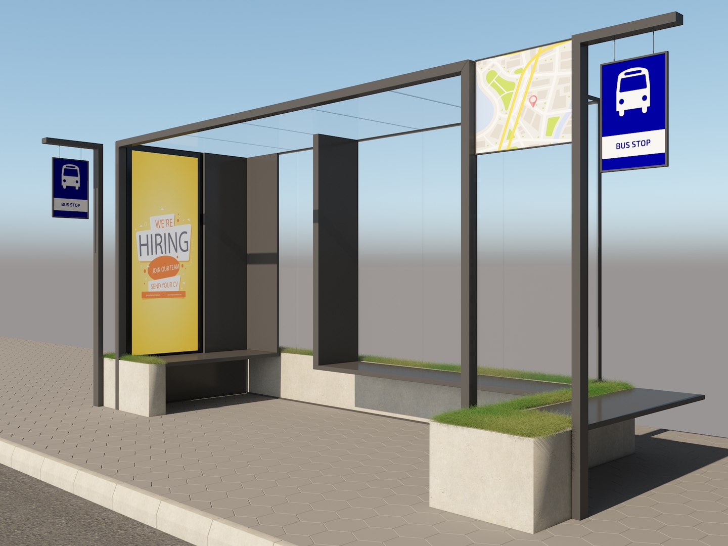 3D model bus stop - TurboSquid 1365978
