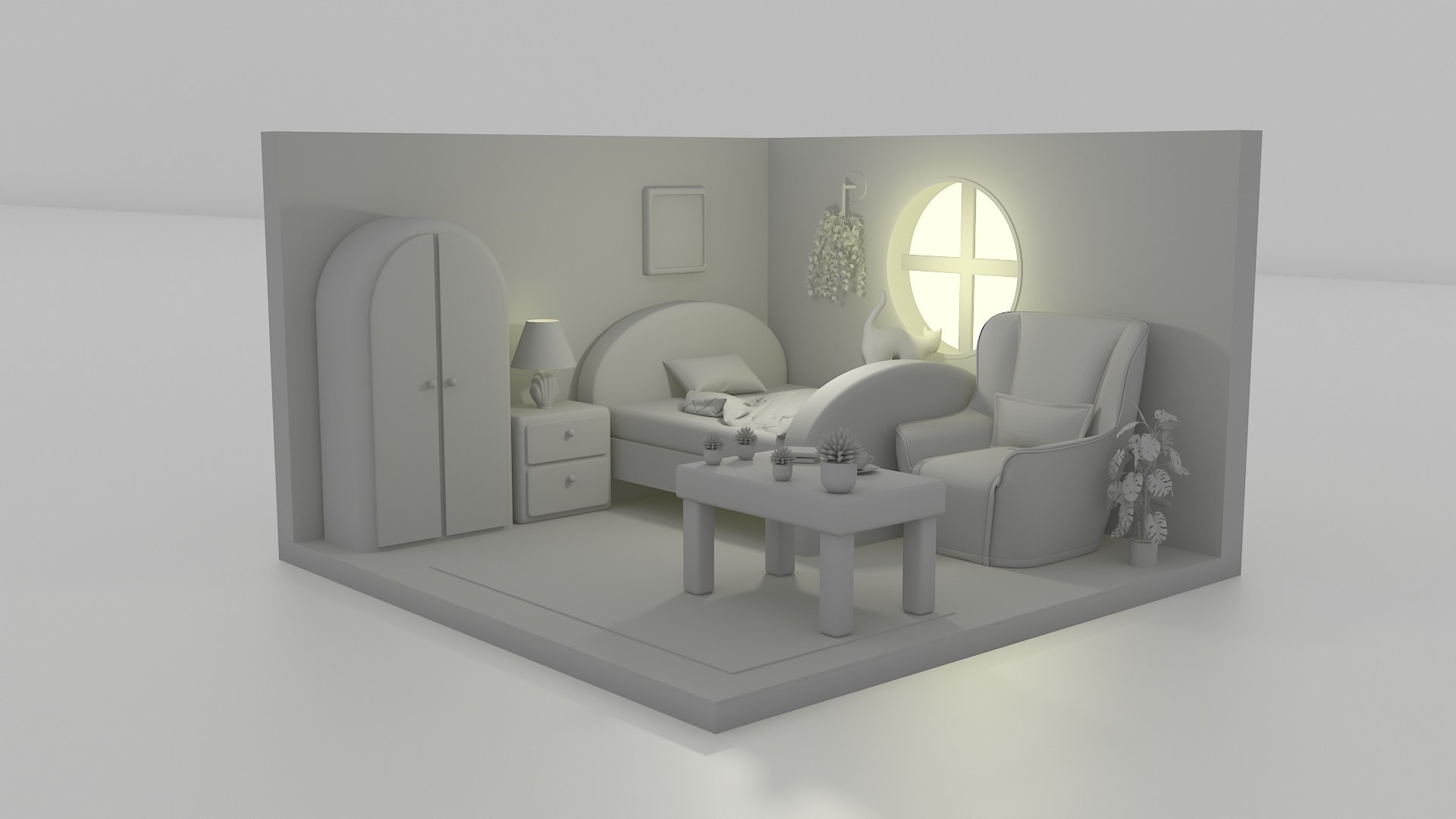 Isometric Pink Bedroom 3D Model - TurboSquid 2113008