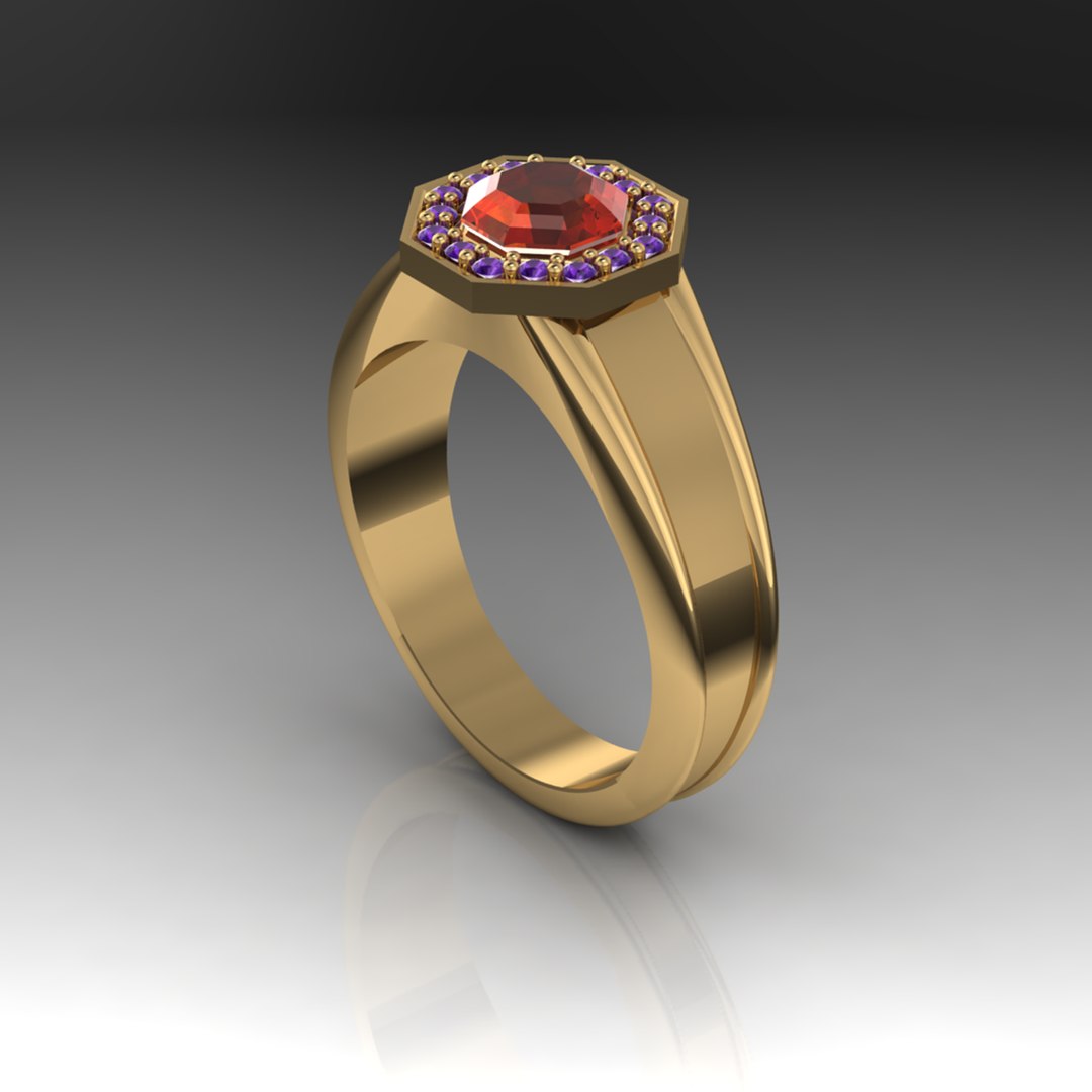 Red Diamond Stone Ring 3D Print Model 3D Model - TurboSquid 1924386