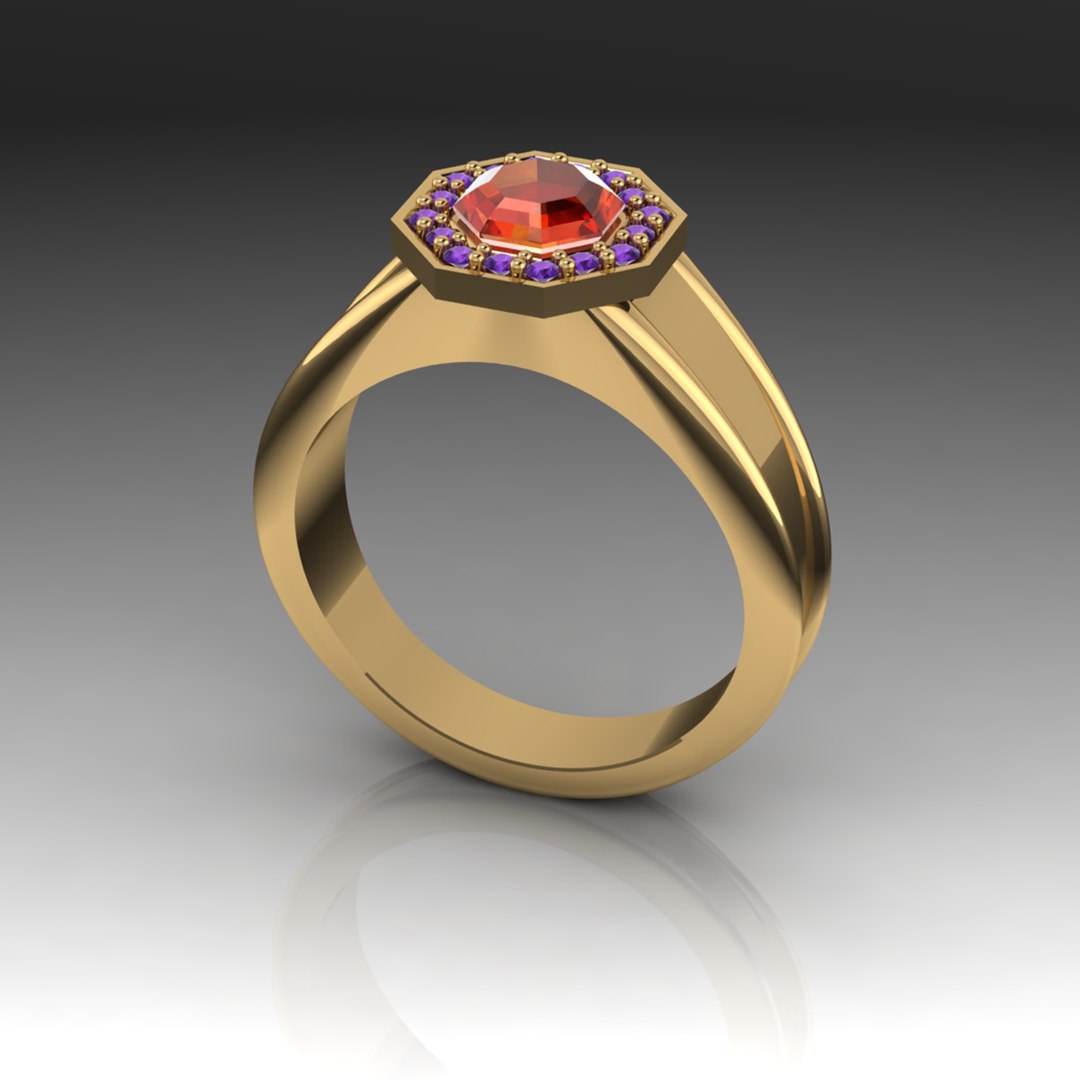 Red Diamond Stone Ring 3D Print Model 3D Model - TurboSquid 1924386