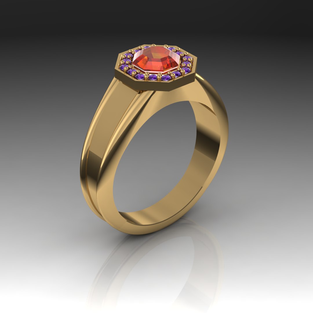 Red Diamond Stone Ring 3D Print Model 3D Model - TurboSquid 1924386