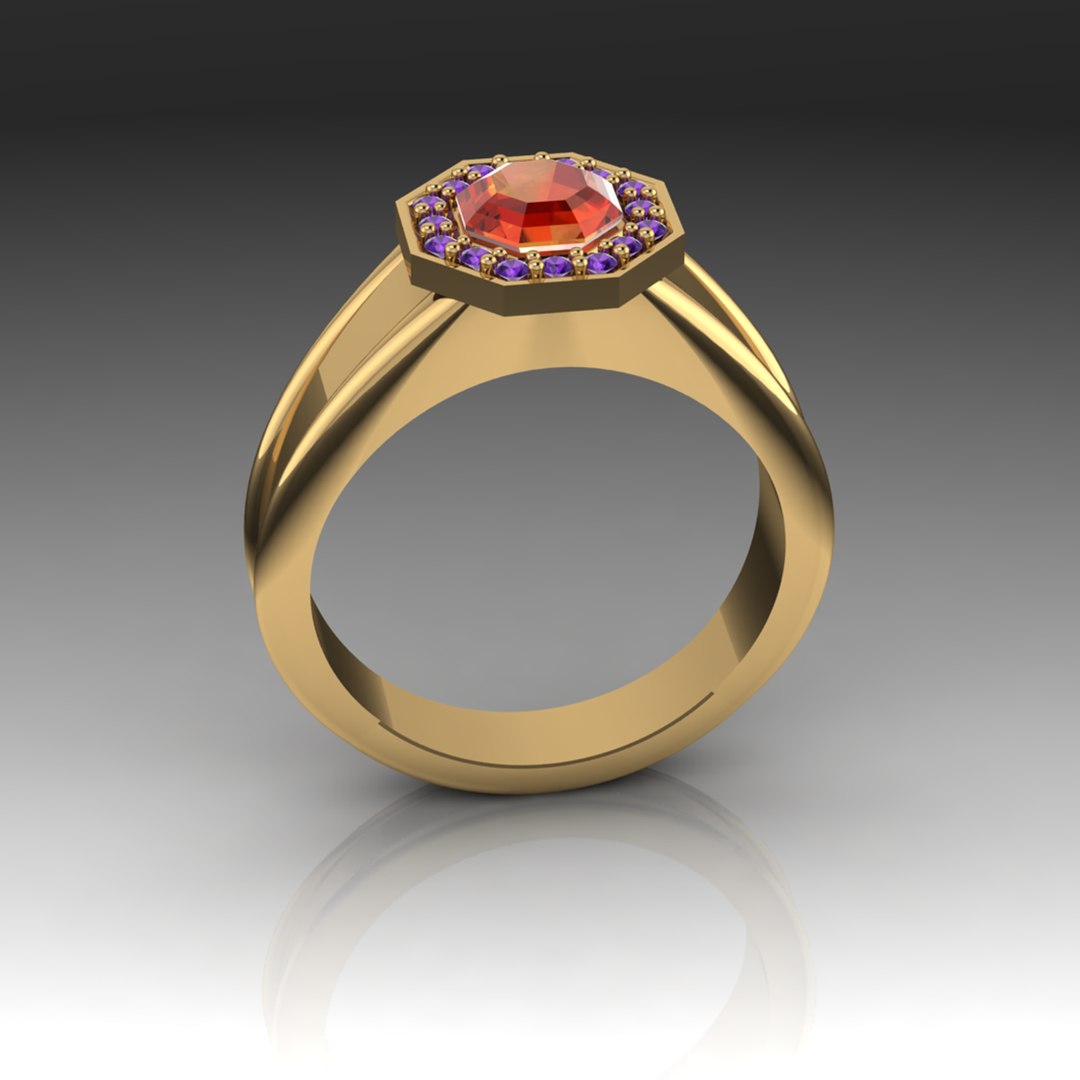Red Diamond Stone Ring 3D Print Model 3D Model - TurboSquid 1924386