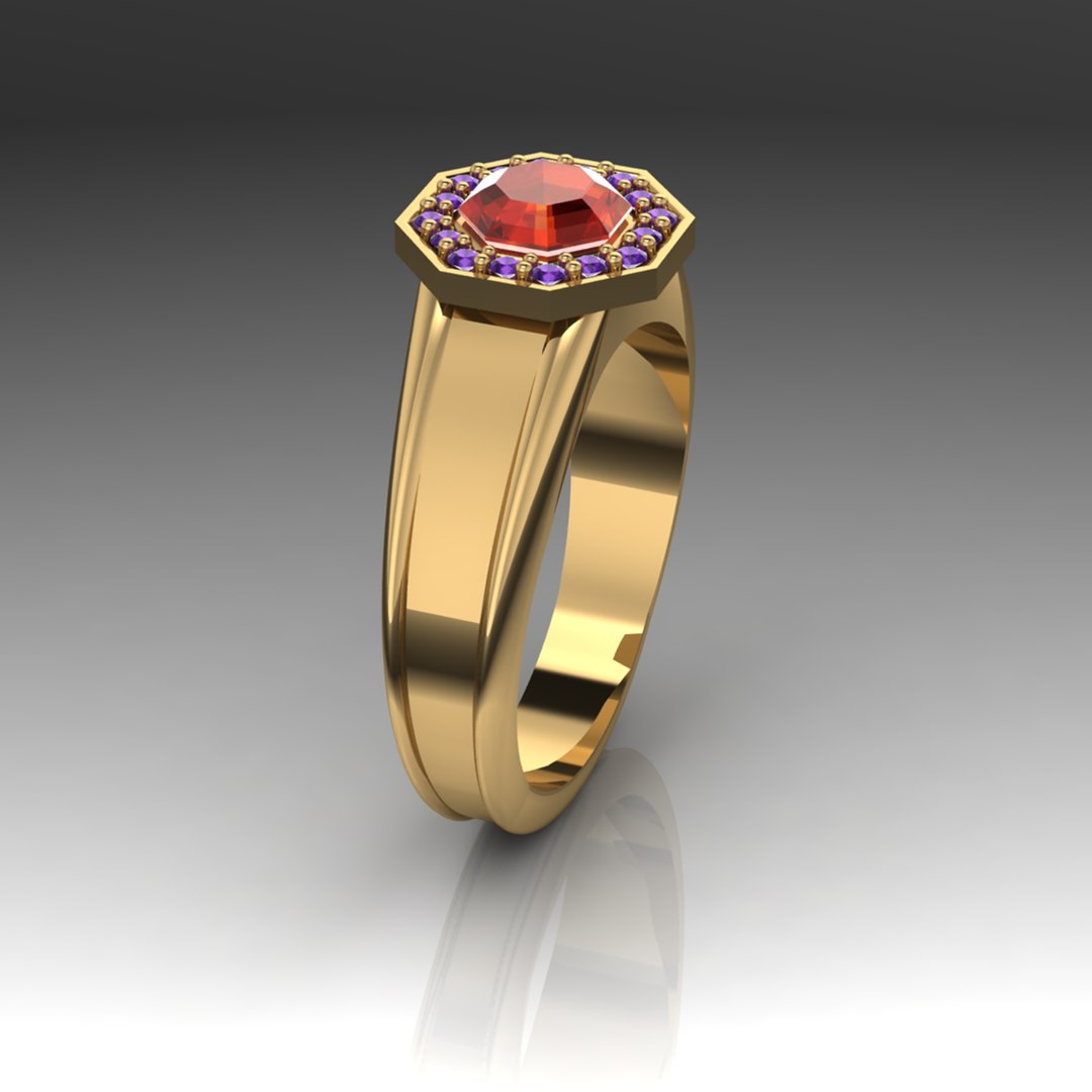 Red Diamond Stone Ring 3D Print Model 3D Model - TurboSquid 1924386