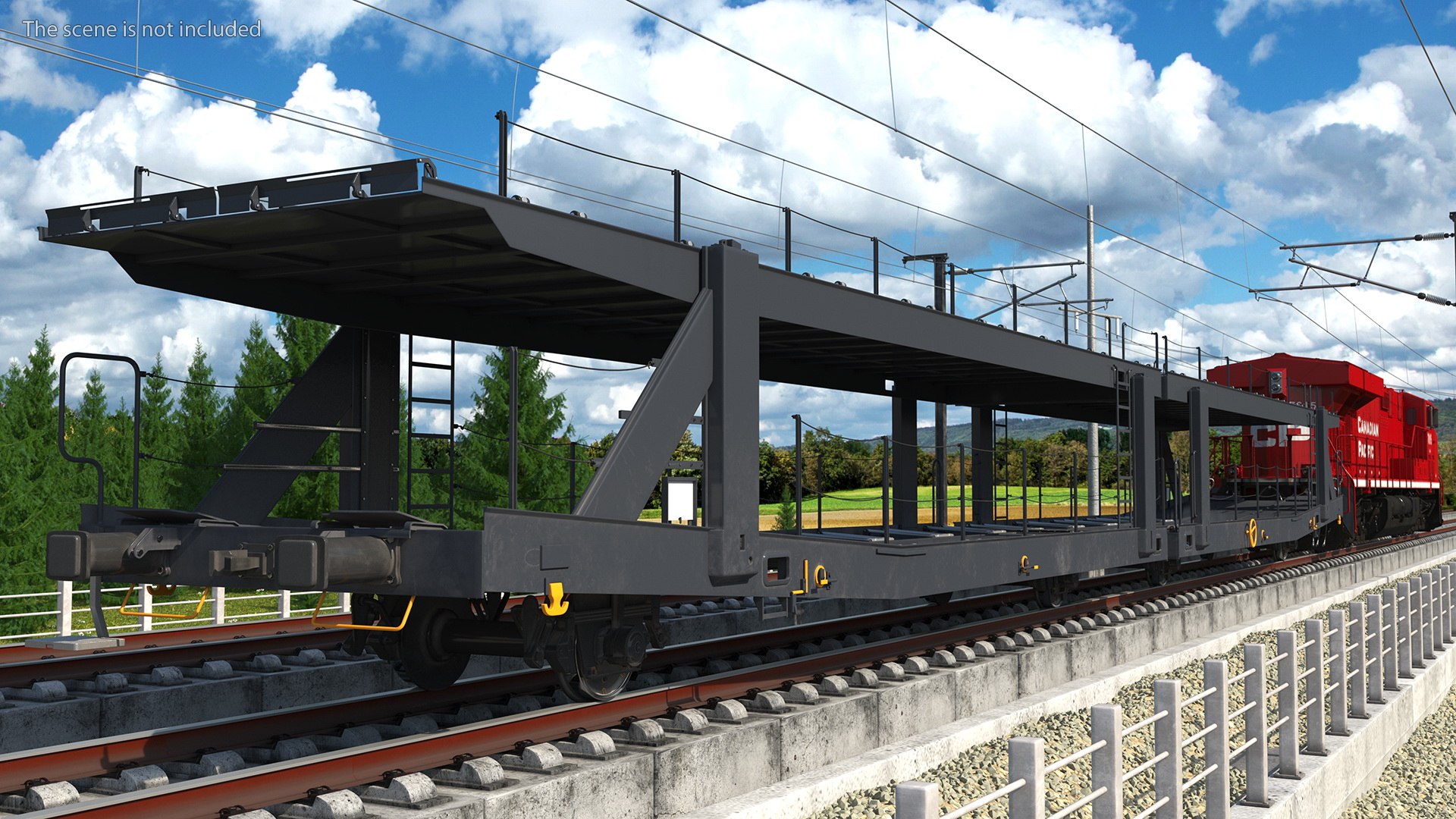 Locomotive Canadian Pacific with Autorack Car Transporter 3D model ...
