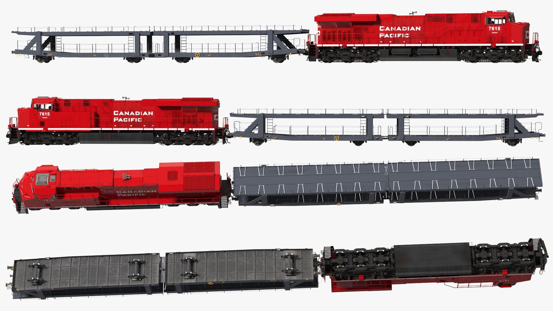Locomotive Canadian Pacific with Autorack Car Transporter 3D model ...