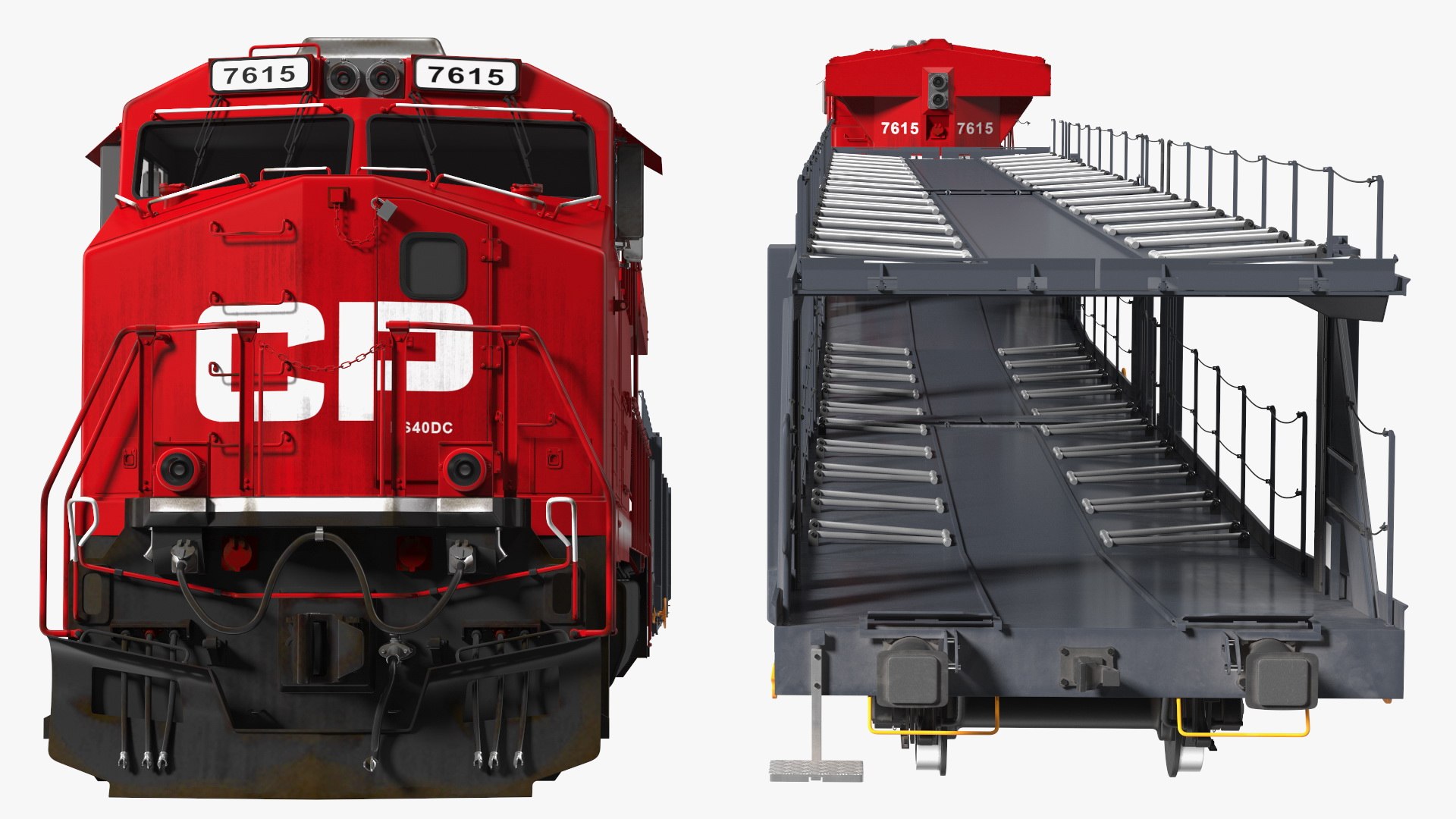 Locomotive Canadian Pacific with Autorack Car Transporter 3D model ...