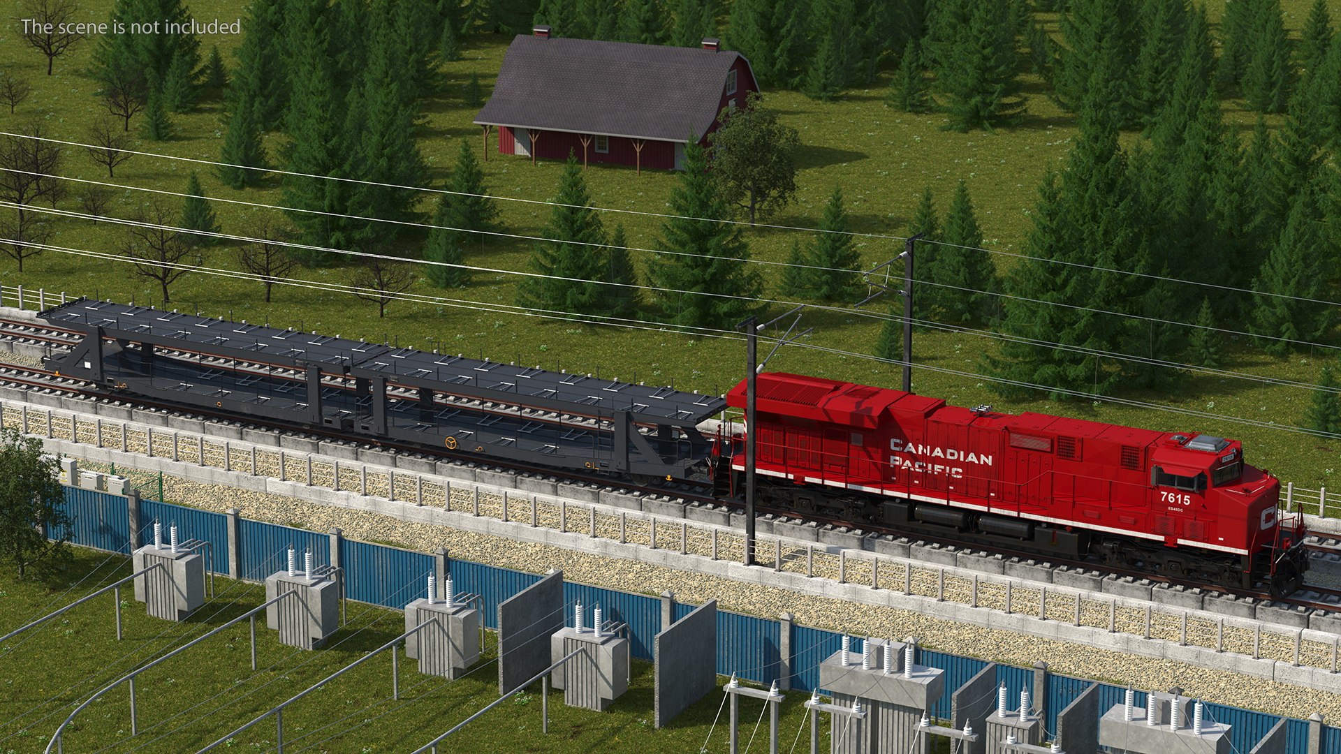 Locomotive Canadian Pacific with Autorack Car Transporter 3D model ...