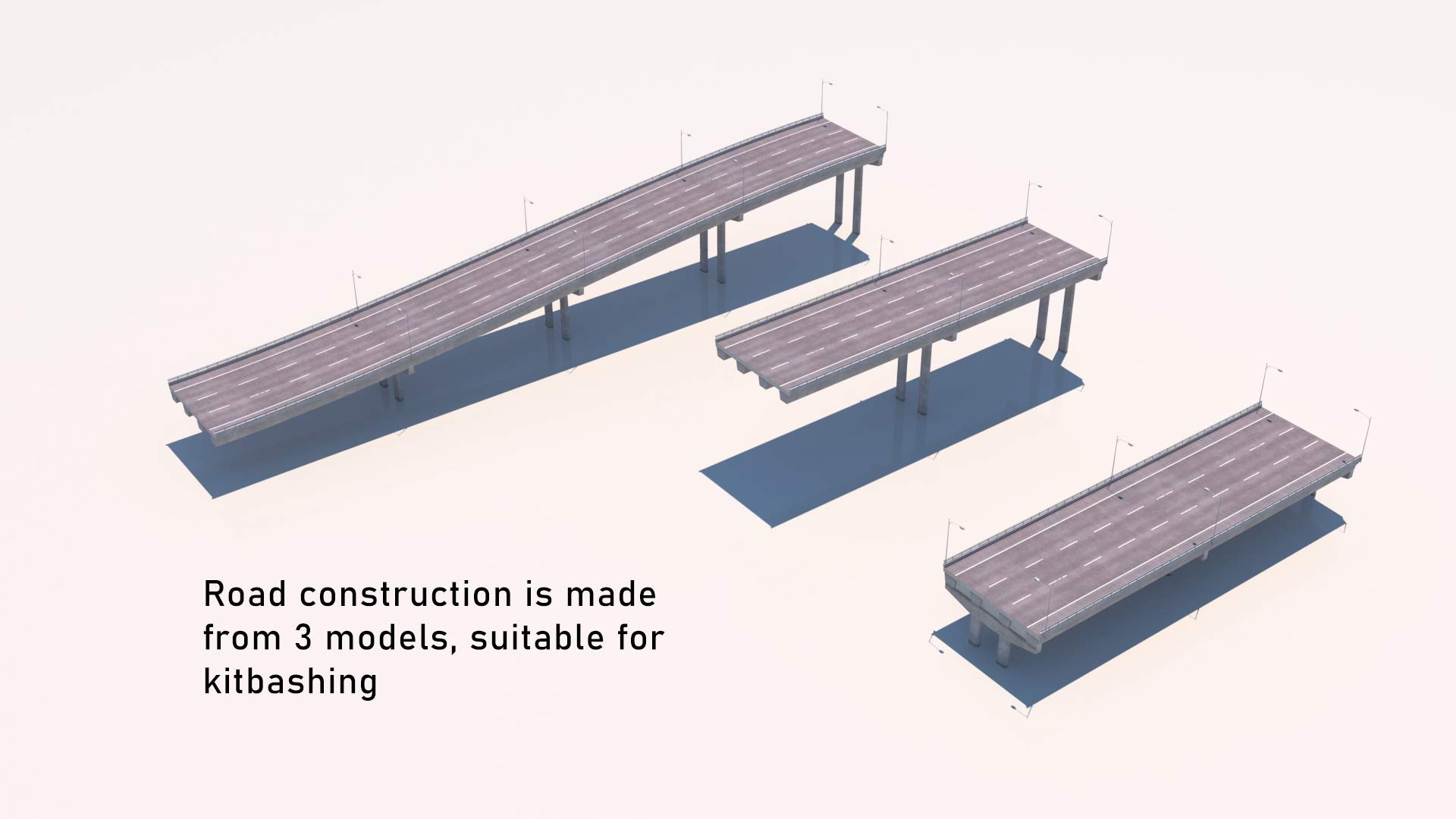 3D Highway PBR - Overpass 3 Models Kit 10 - TurboSquid 2260762