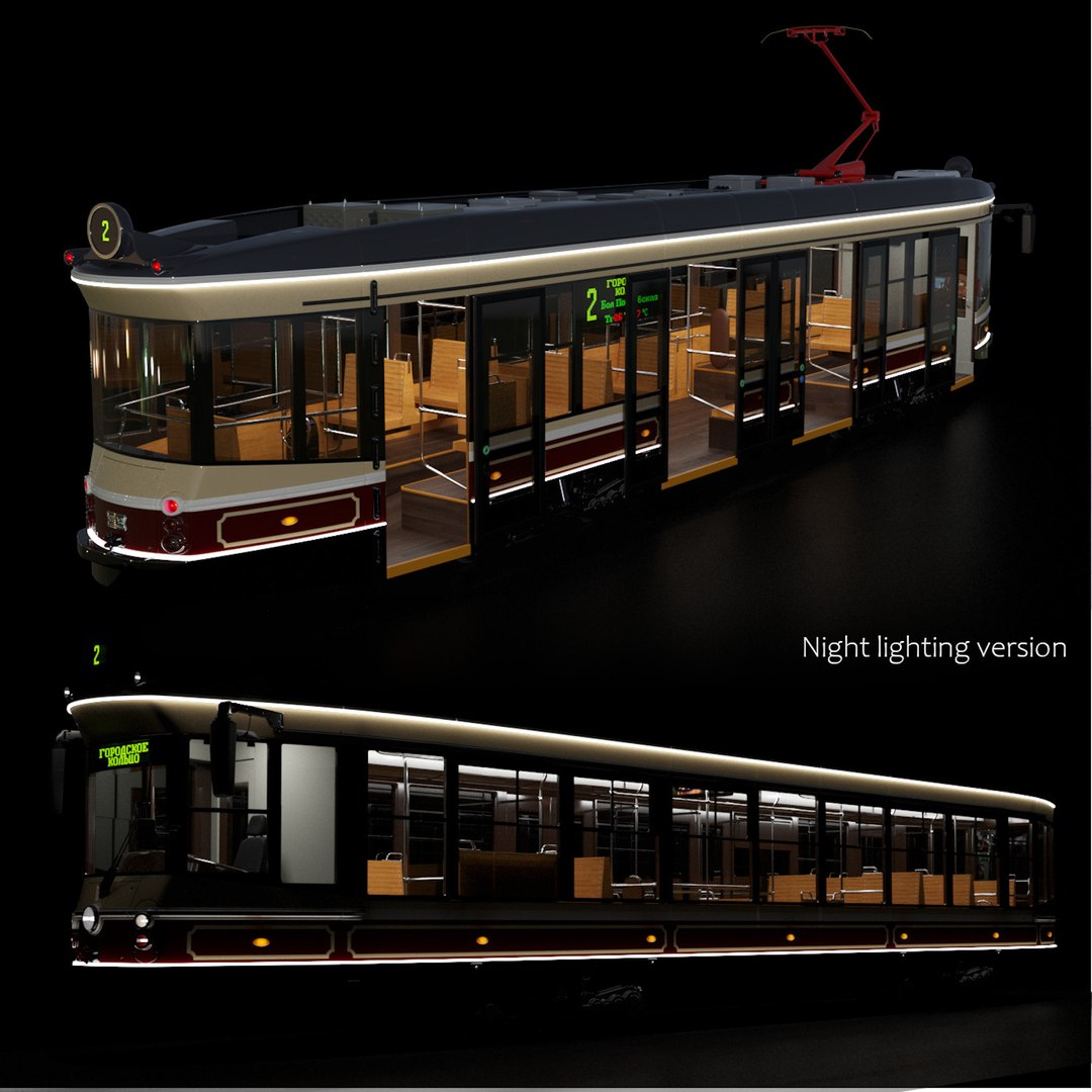 Retro Stylized Modern Tram 3D - TurboSquid 2007926