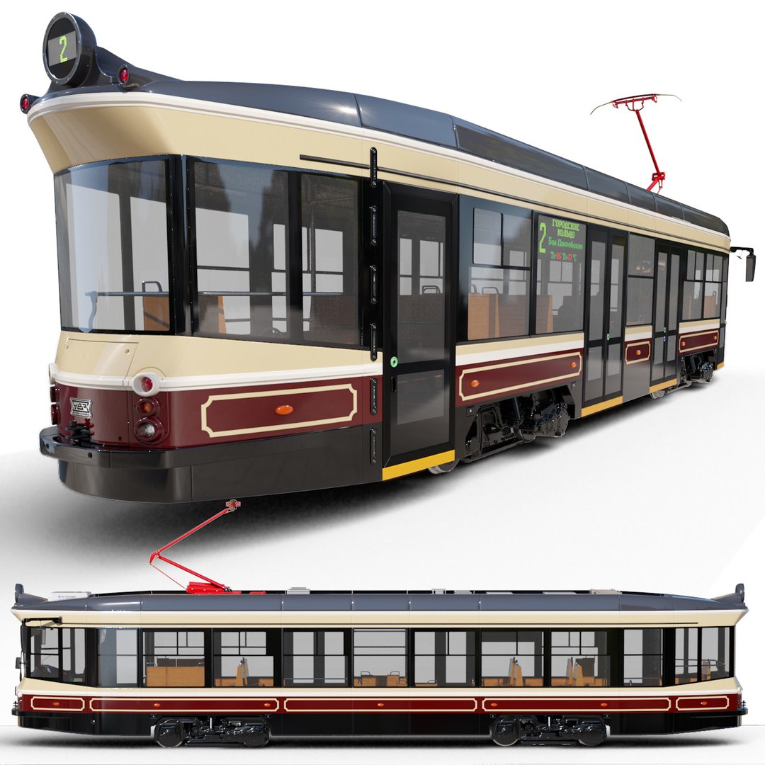 Retro Stylized Modern Tram 3D - TurboSquid 2007926