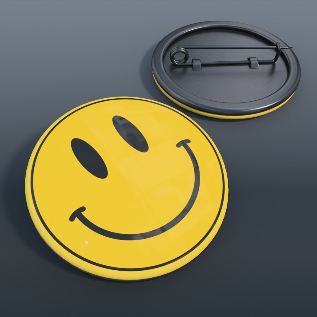 3d badge smiley face