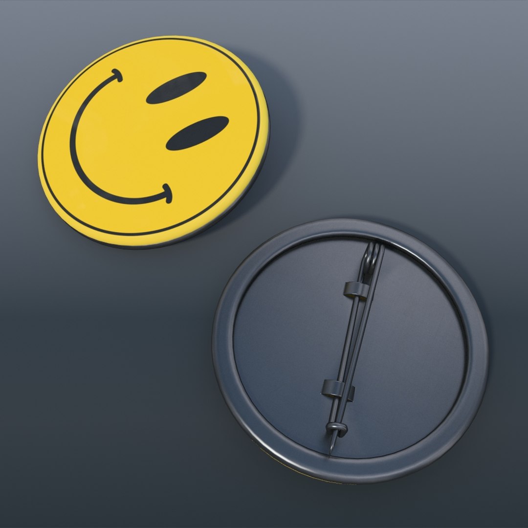 3d badge smiley face