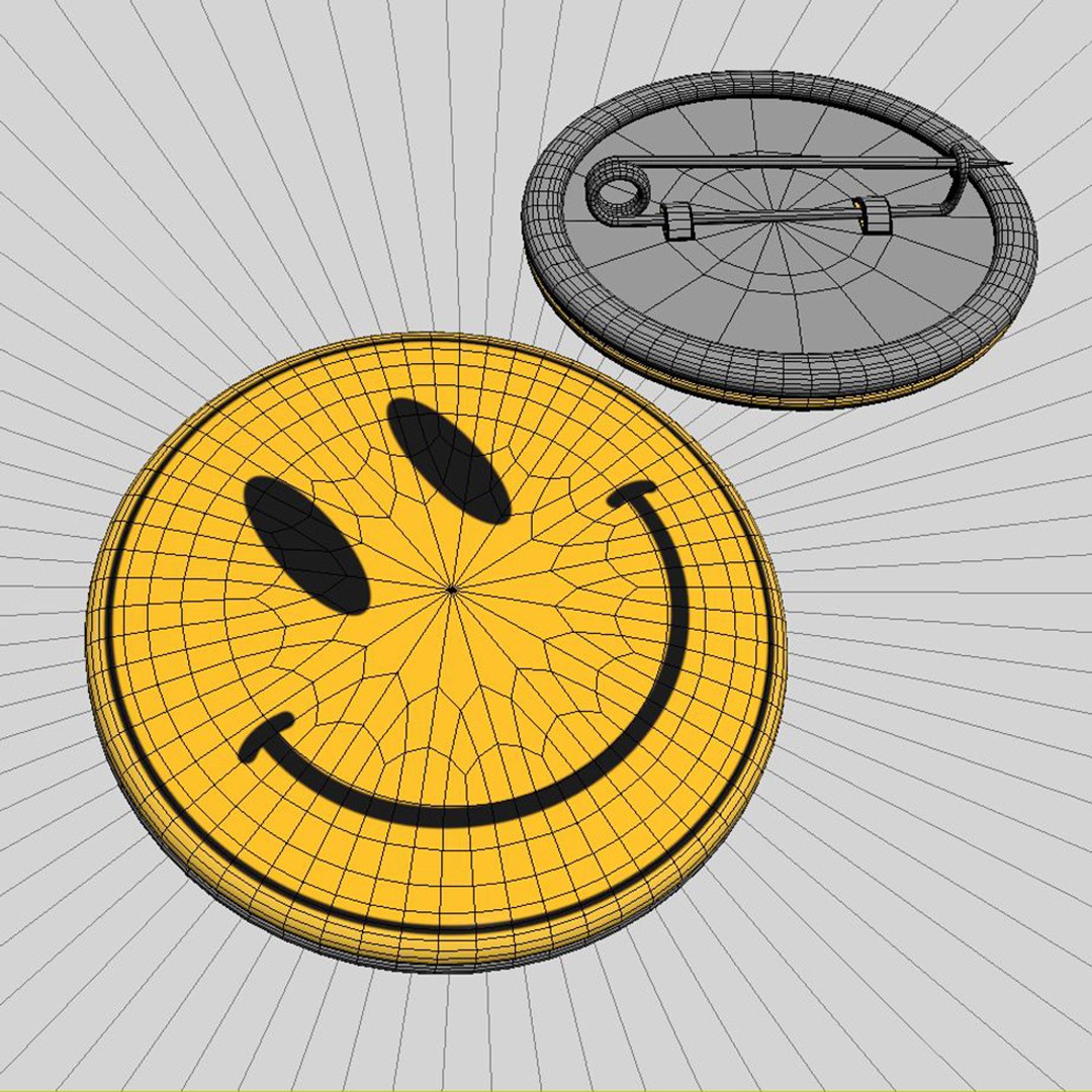 3d badge smiley face