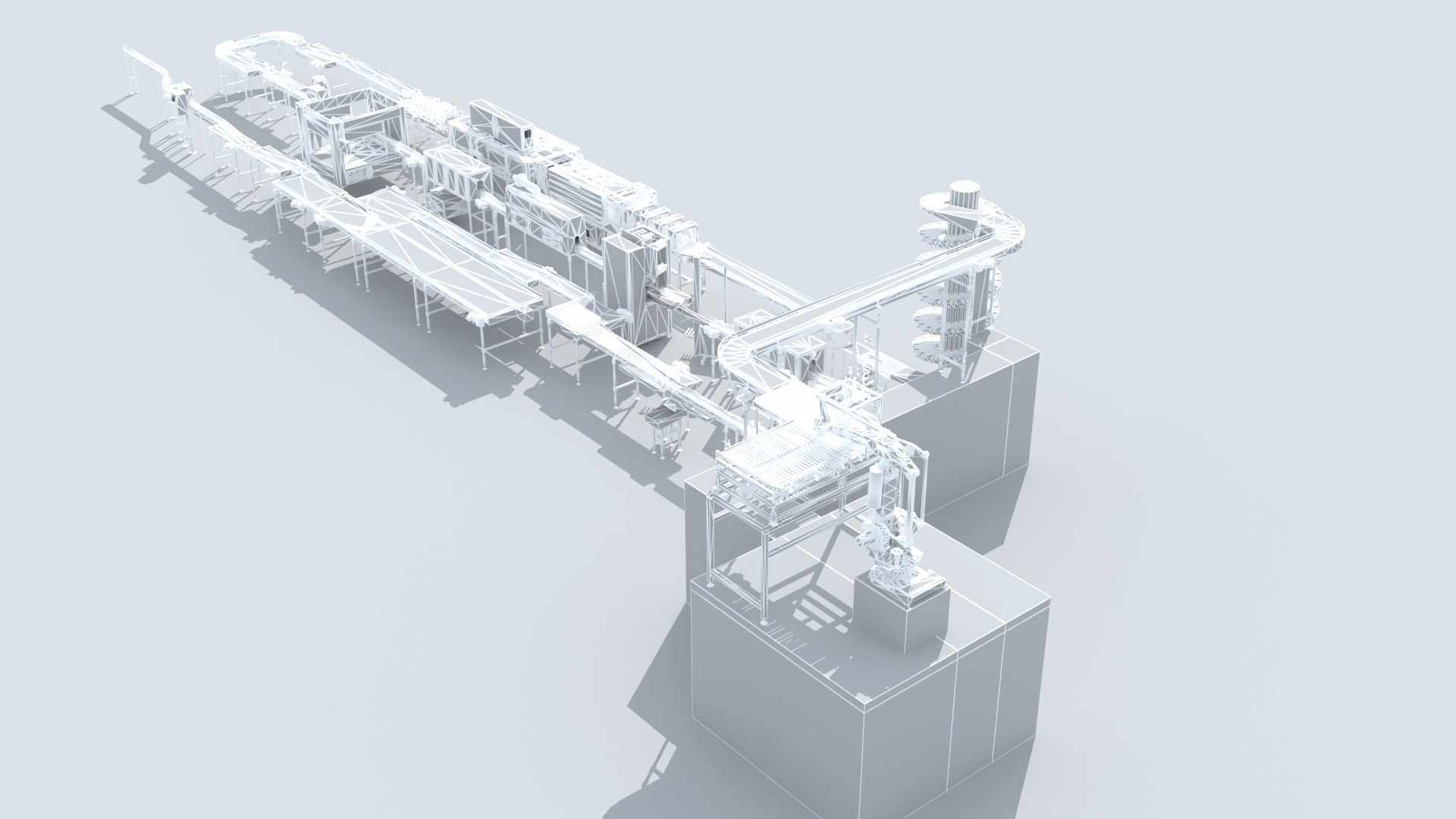 3D Milk Packaging - Palletizing Equipment Production Line Model ...